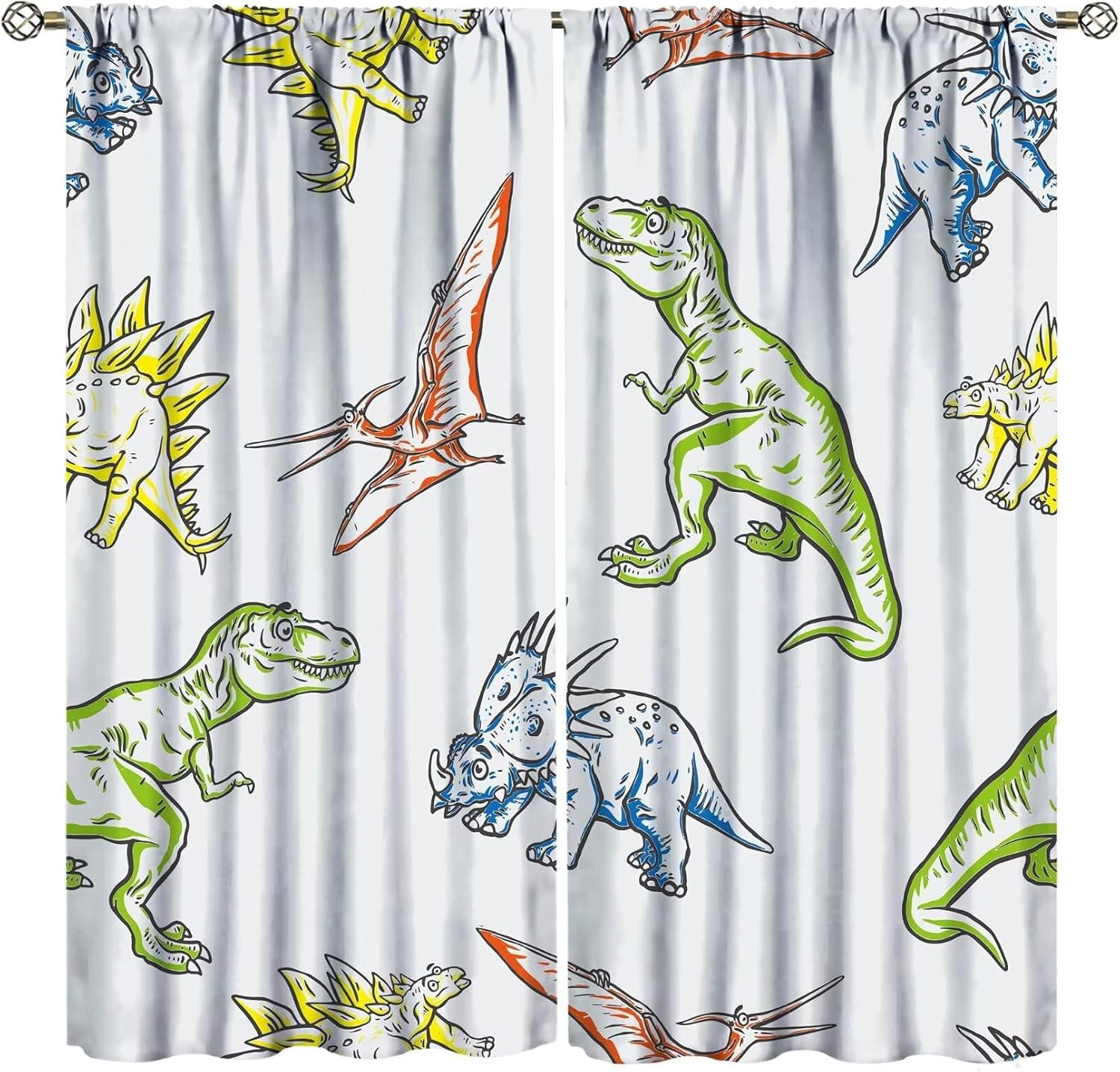 Kids Dinosaur Curtains Cartoon Dino Cute Funny Animal Children Toddler ...
