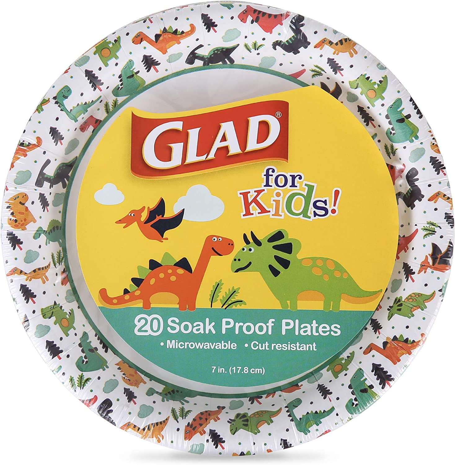 for Kids Dinosaur Design Disposable Paper Plates, 7-Inch, Soak Proof ...