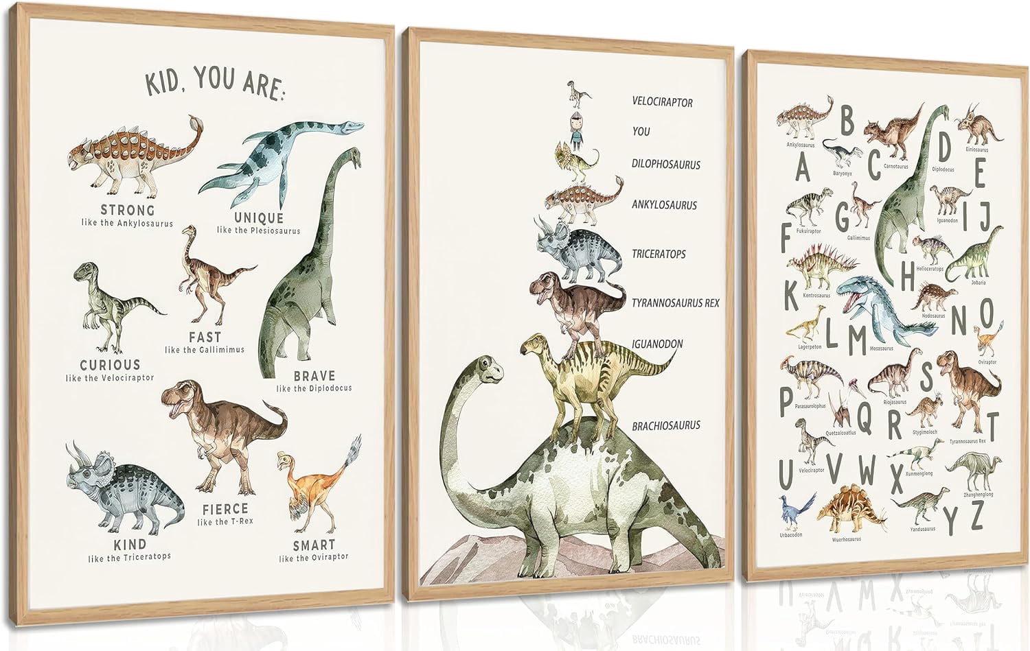 Kids Dinosaur Species Wall Hieng Dinosaur Alphabet Canvas Painting Boys ...