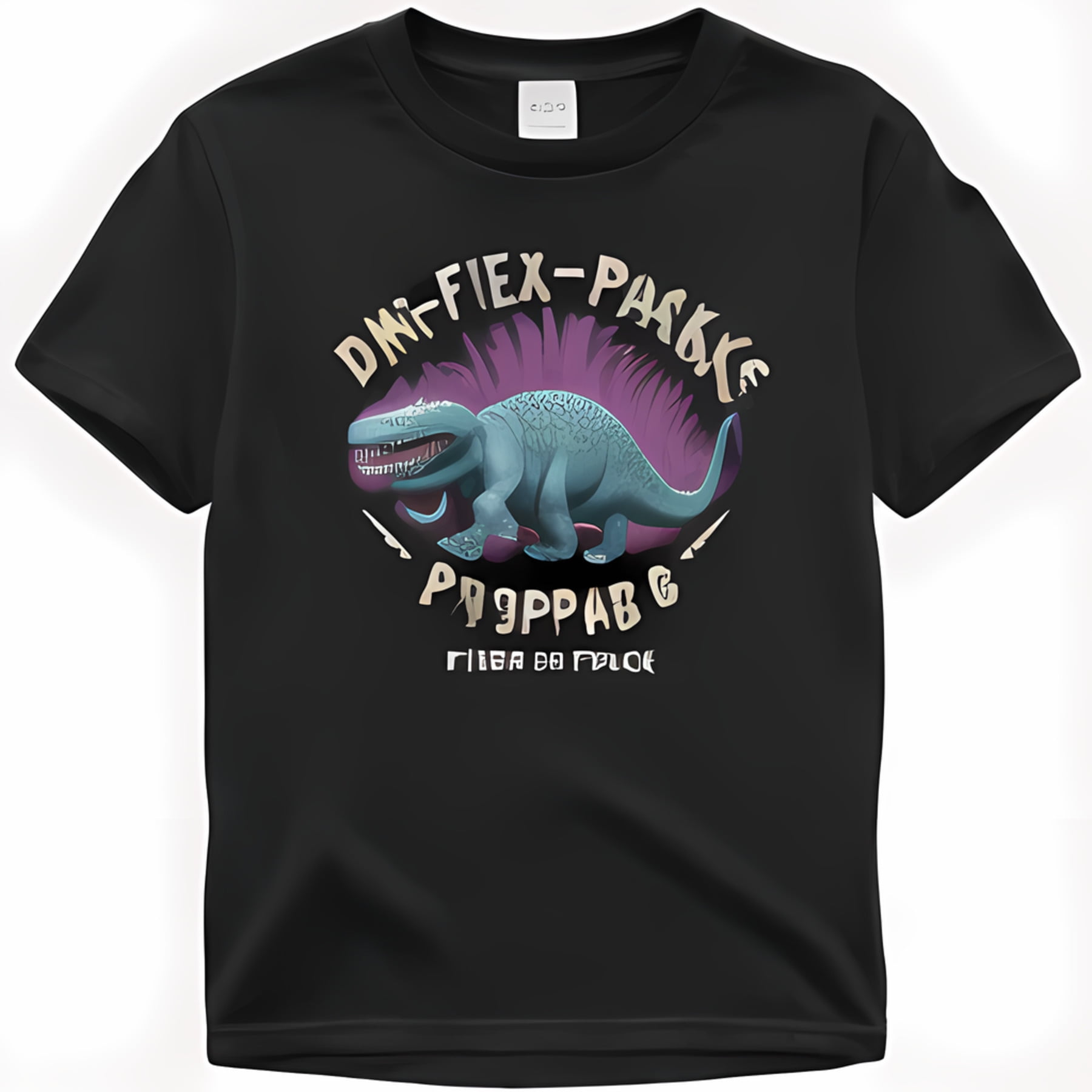 Kids' Dinosaur T Rex Black T-Shirt with Cute Illustration and Brand ...