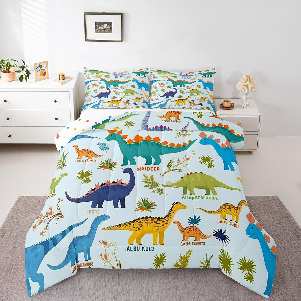 Dinosaur Comforter Set Cute Cartoon Animal Bedding Sets Lovely Dinosaur ...