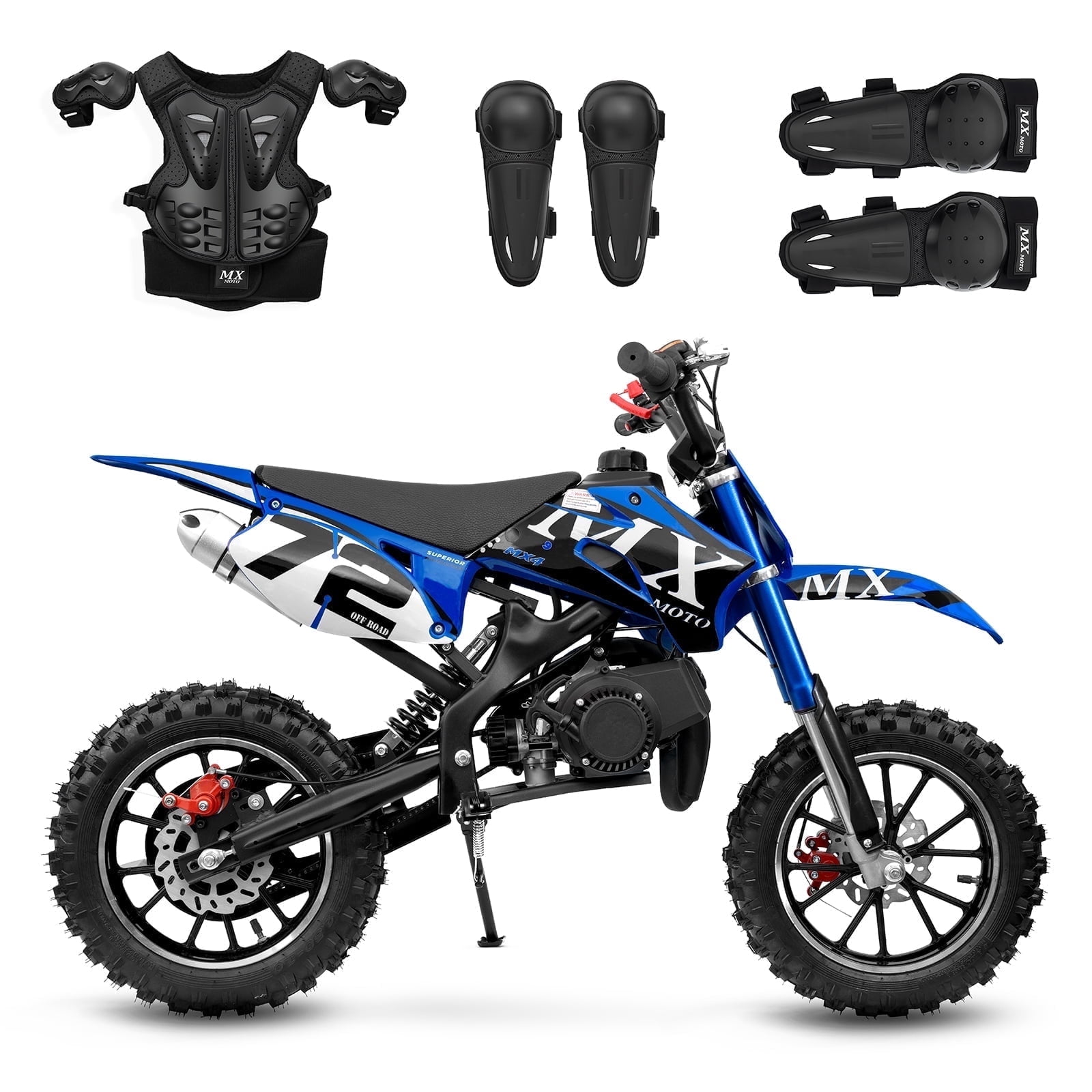 Kids Dirt Bike 49cc Gas Powered - 2-Stroke Off-Road Motorcycle for Ages ...