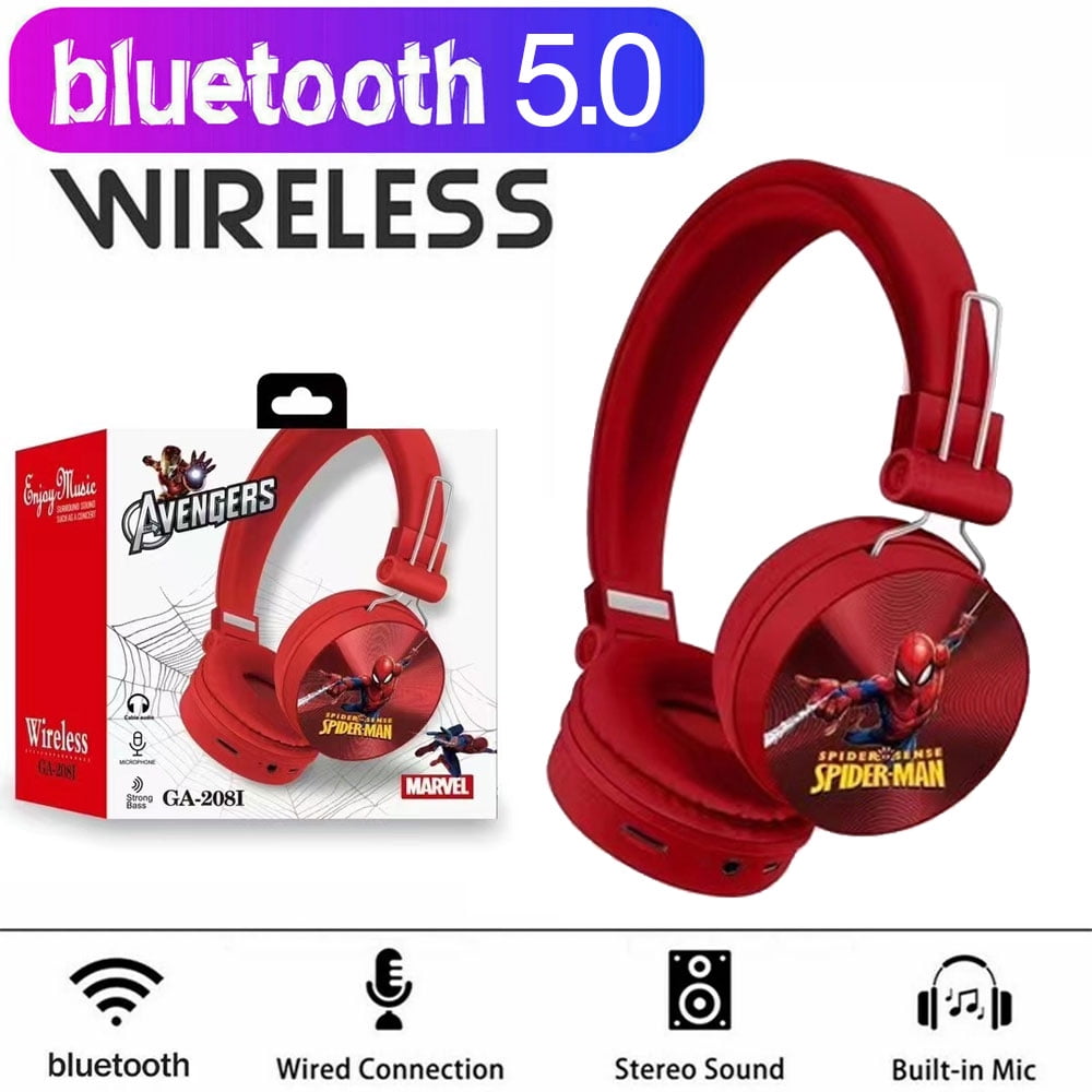 Kids Disney Marvel Headphones HIFI Sound Foldable With Mic Wireless ...
