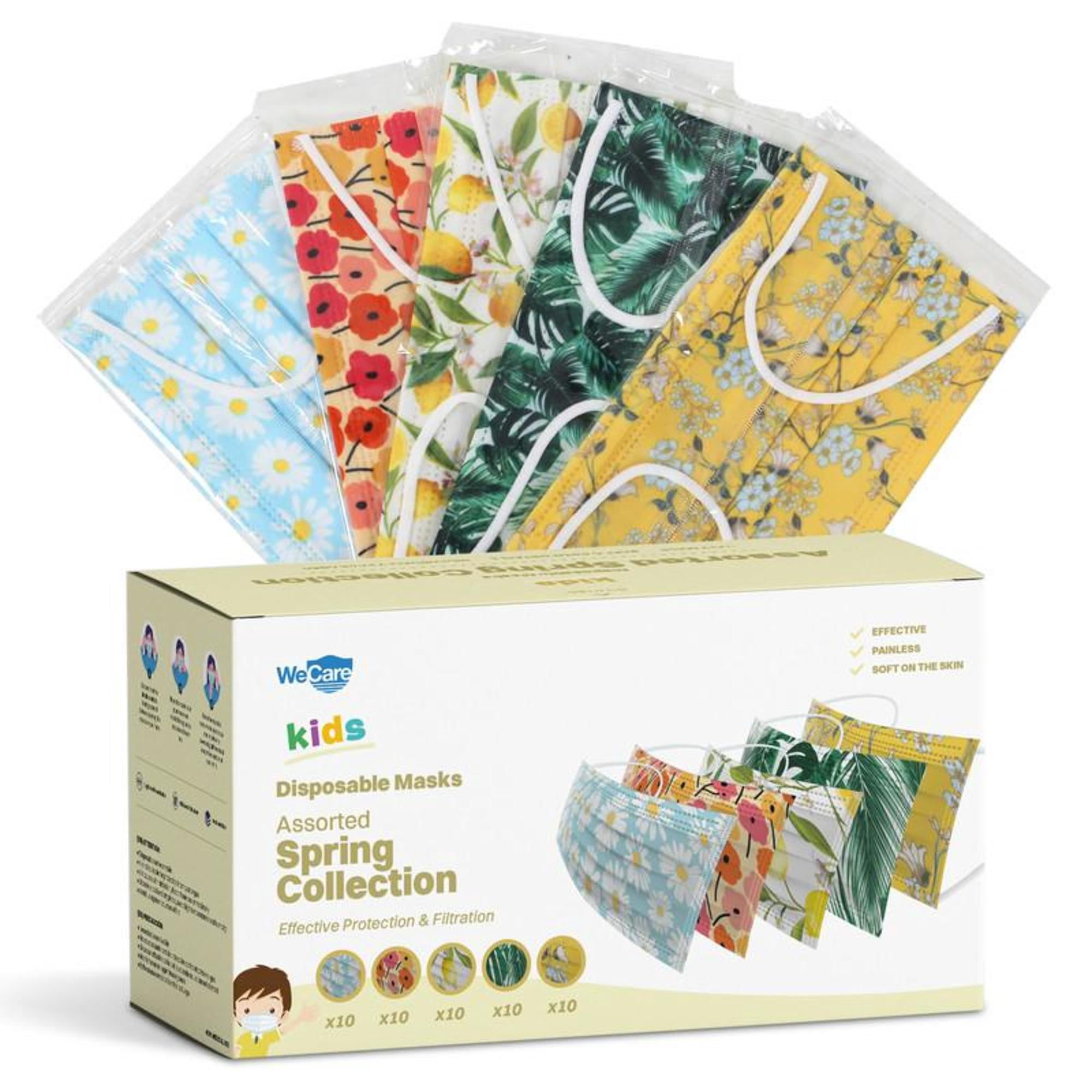 Kids Disposable Face Mask, 3-Ply with Ear Loop (50 Individually Wrapped ...