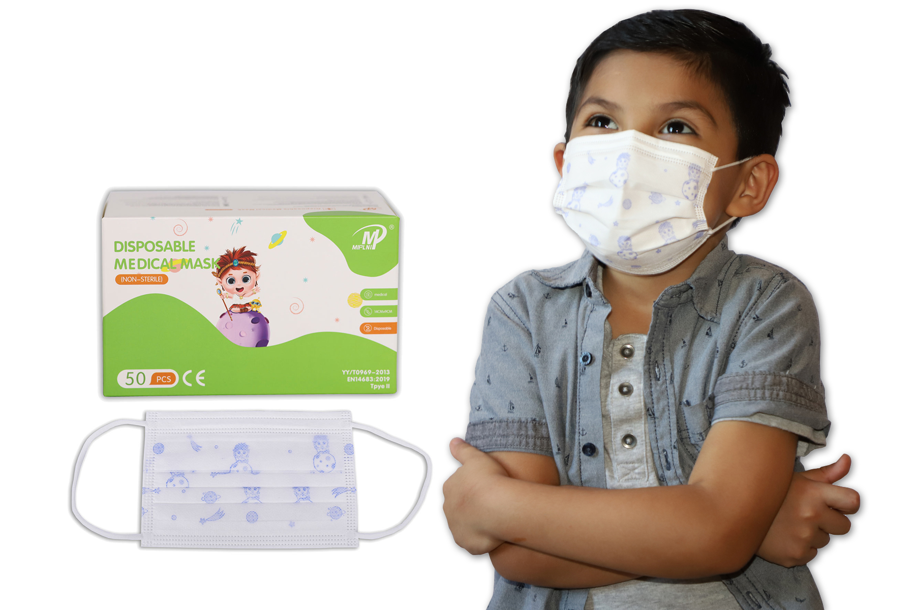 Kids Disposable Face Masks 3 Ply, Non Woven, Type 2 Children's Mask ...