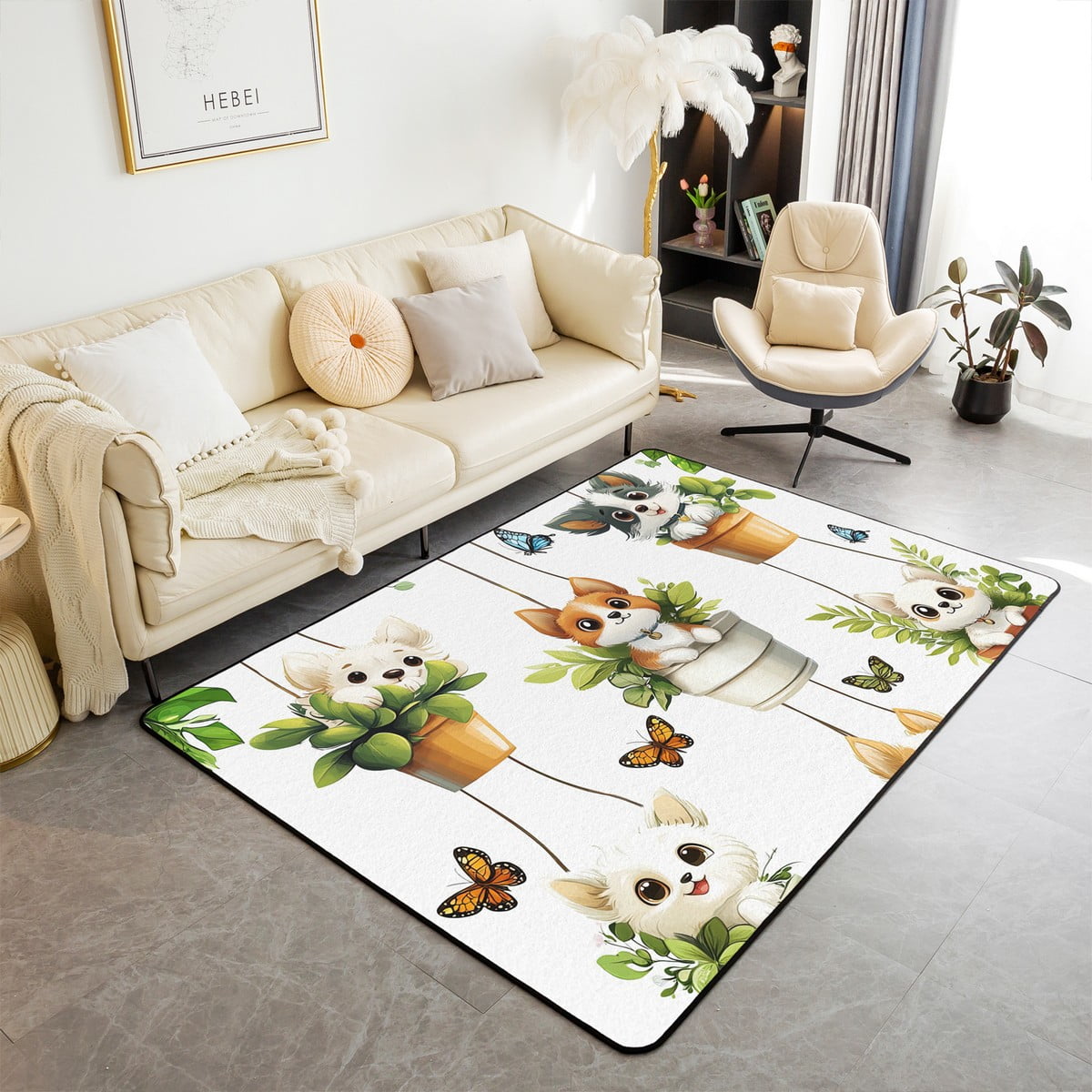 Kids Dog Area Rug,Cute Puppy Decorative Rug 5X7 for Girls Boys Teens ...