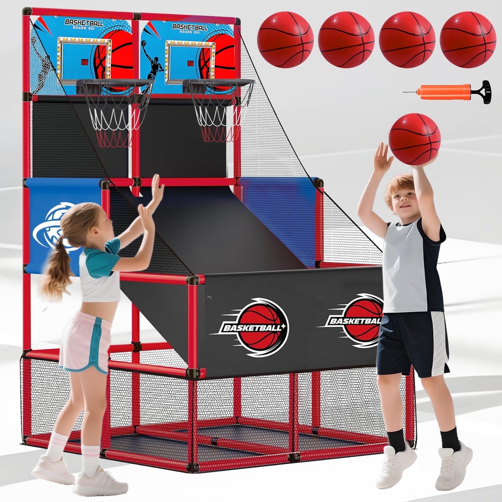 Syenll Kids Double Shot Arcade Basketball Game Set, Basketball Hoop ...