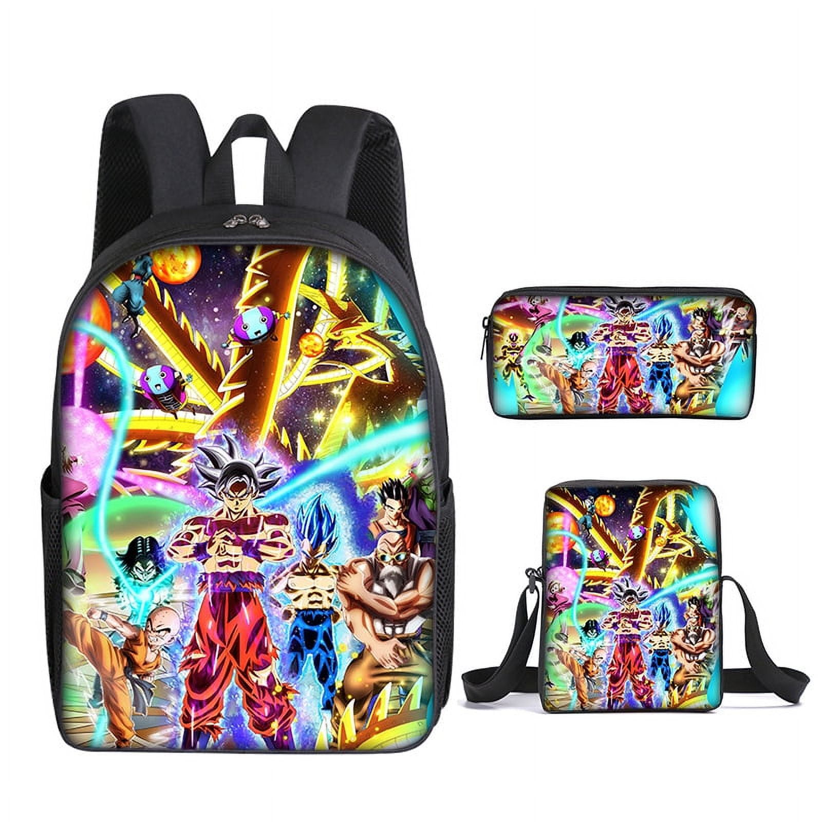Kids Dragon Ball Z Backpack Set 3-Piece Cartoon School Bag with Lunch ...