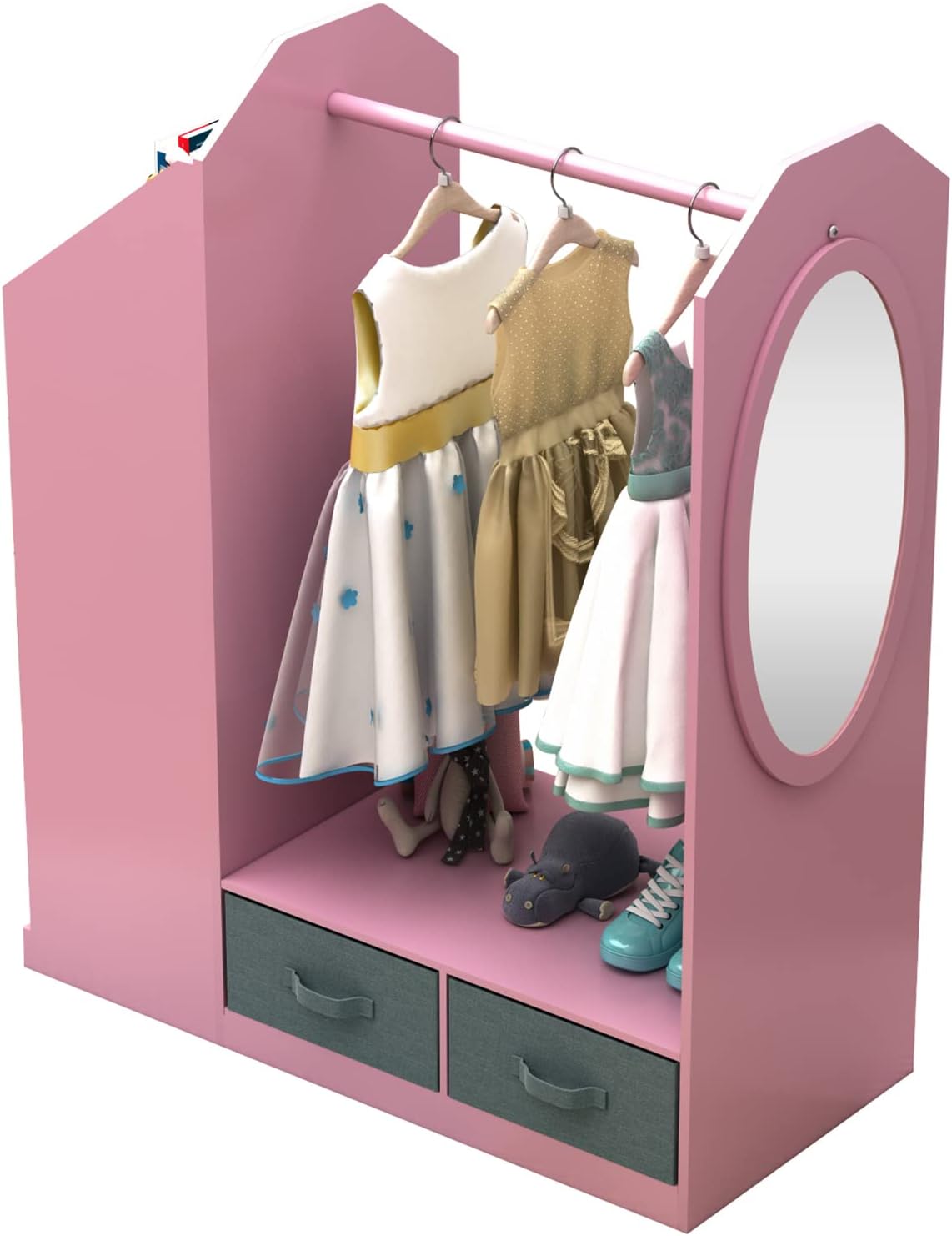 Kids Dress up Storage with Mirror and Storage Bin,Kids Play Armoire ...