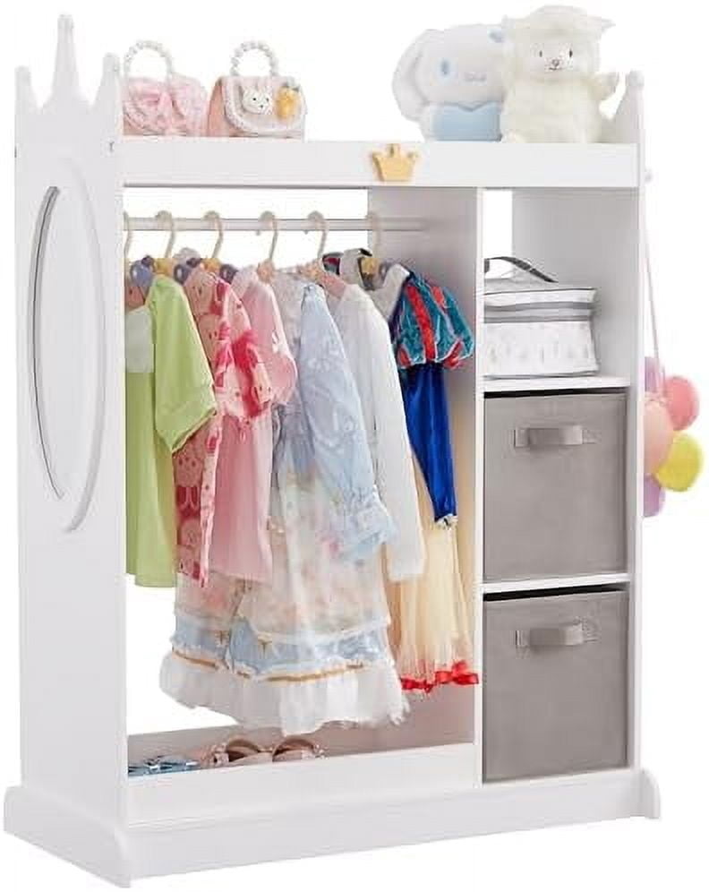 Kids Dress Up Storage Mirror w/ 2 Bins, Cloth Hanger - Kids Play ...