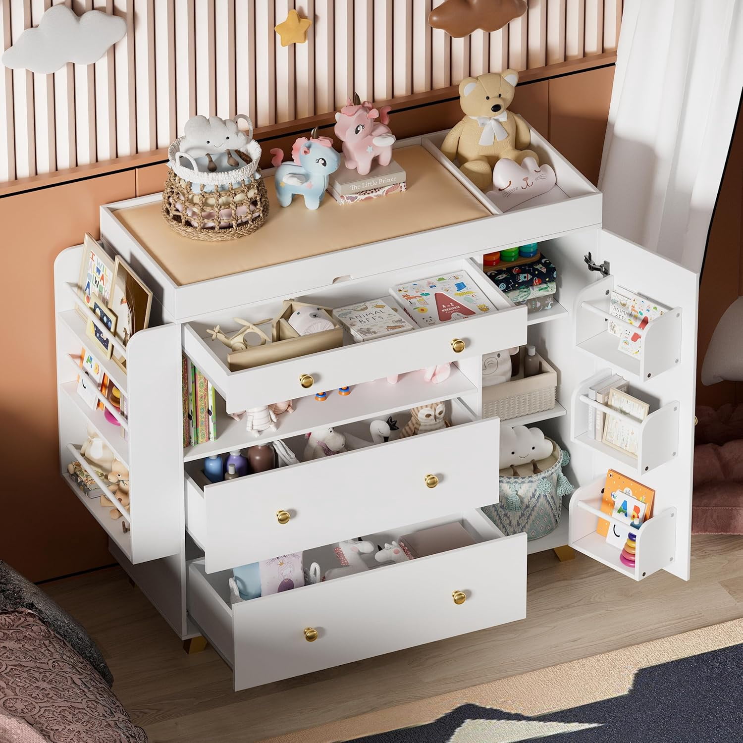Kids Dresser with 3 Drawer for Bedroom, Wooden Dresser Chest and Toy ...
