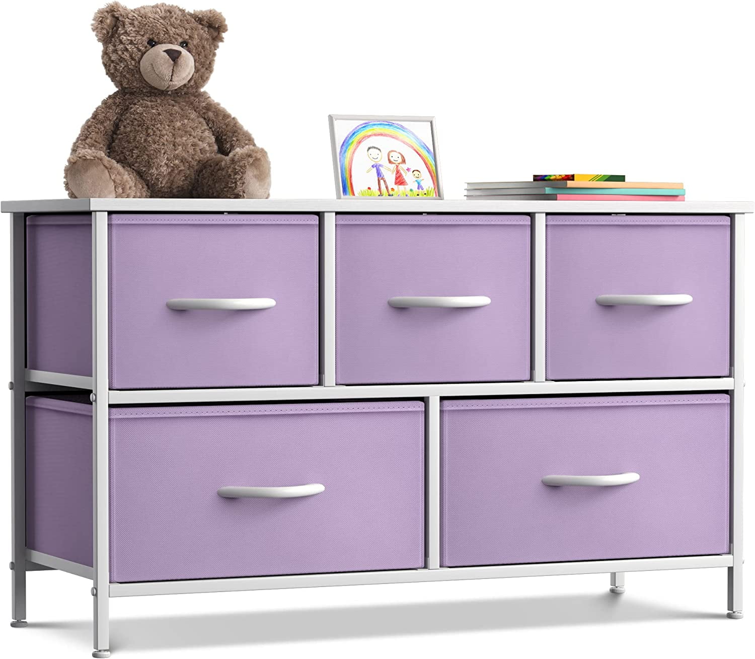 Kids Dresser with 5 Drawers - Storage Chest Organizer Unit with Steel ...