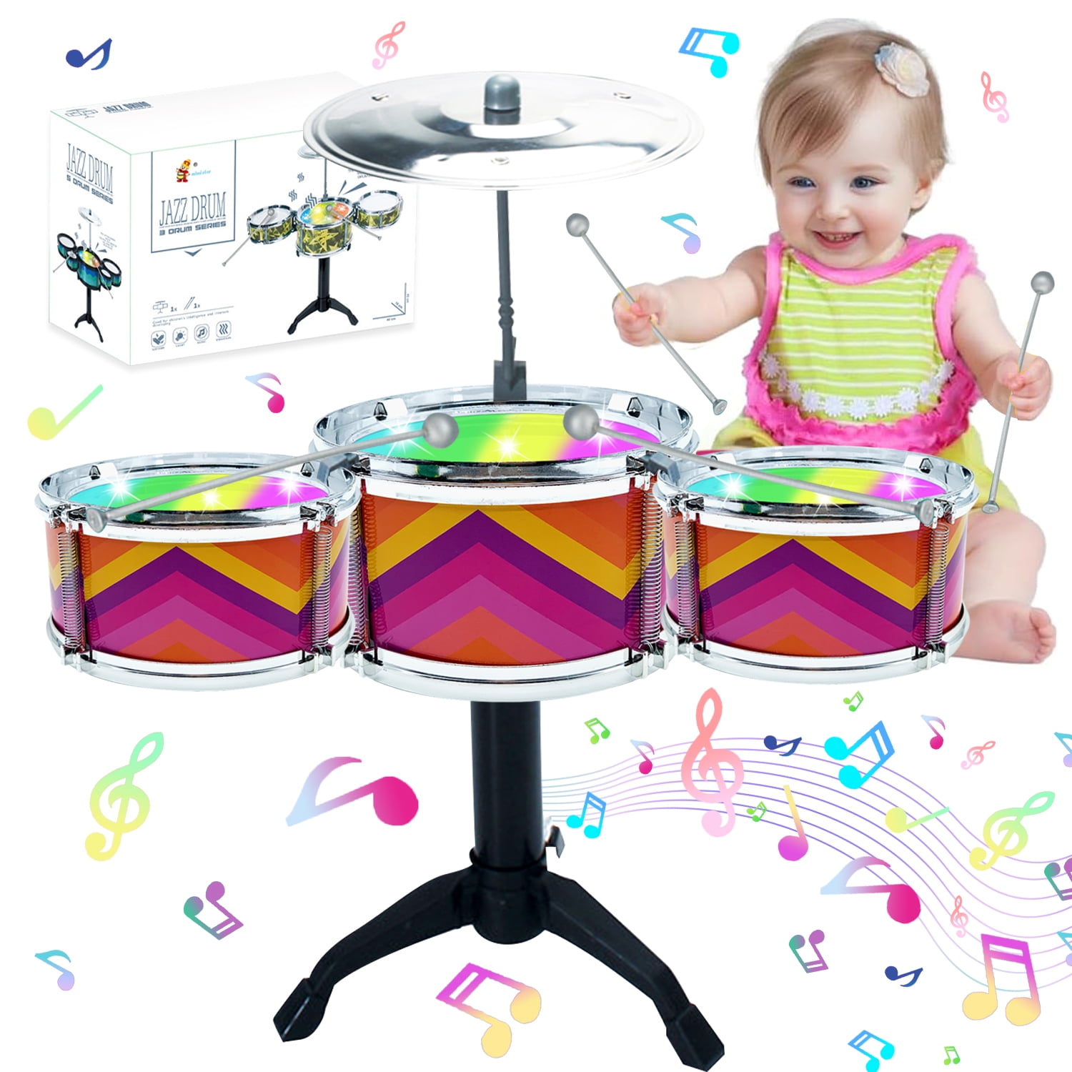 Kids Drum Set for Toddlers 1-3, Drum Set for Kids 3-5, Musical Jazz Drum Toys for 3 4 5 6 7 ...