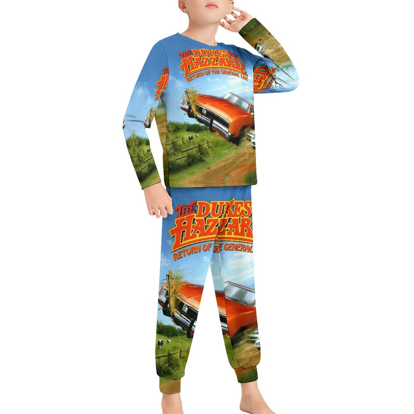 Kids Dukes Haz-zard Pajama Long Sleeve Sleepwear Pant Set Cute ...