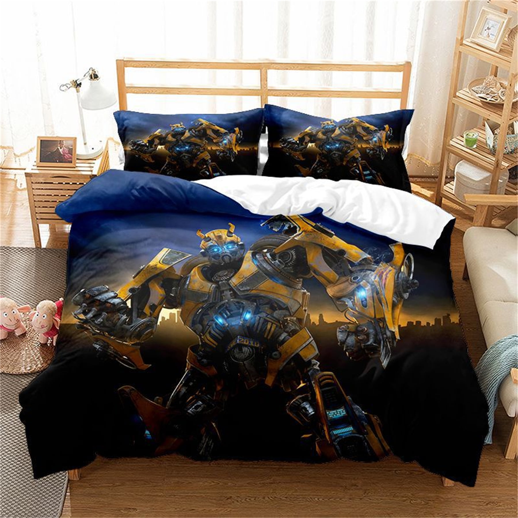 Kids Duvet Cover Set Bumblebee Optimus Prime Quilt Cover Bedroom Decor ...