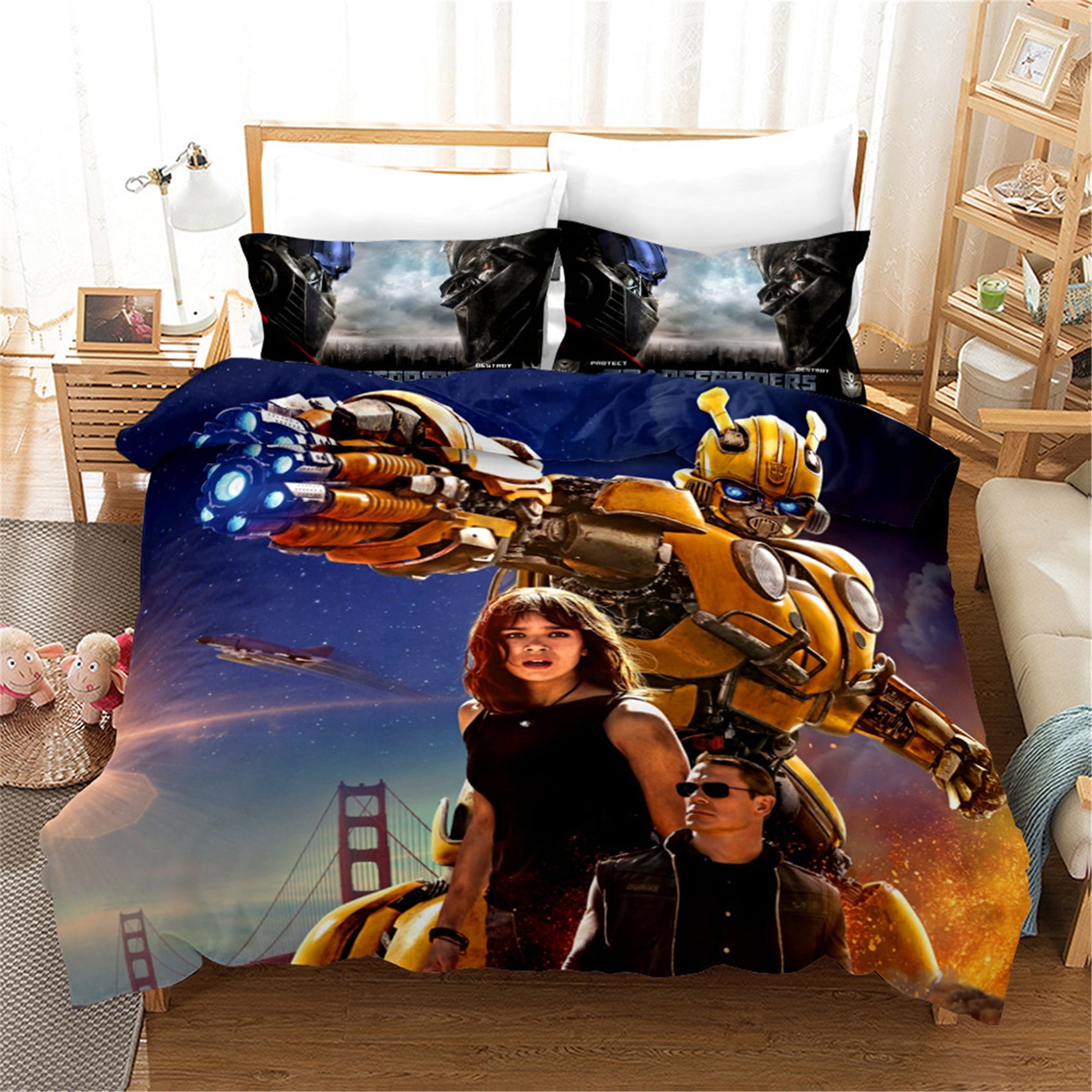 Kids Duvet Cover Set Bumblebee Optimus Prime Quilt Cover for All Season ...