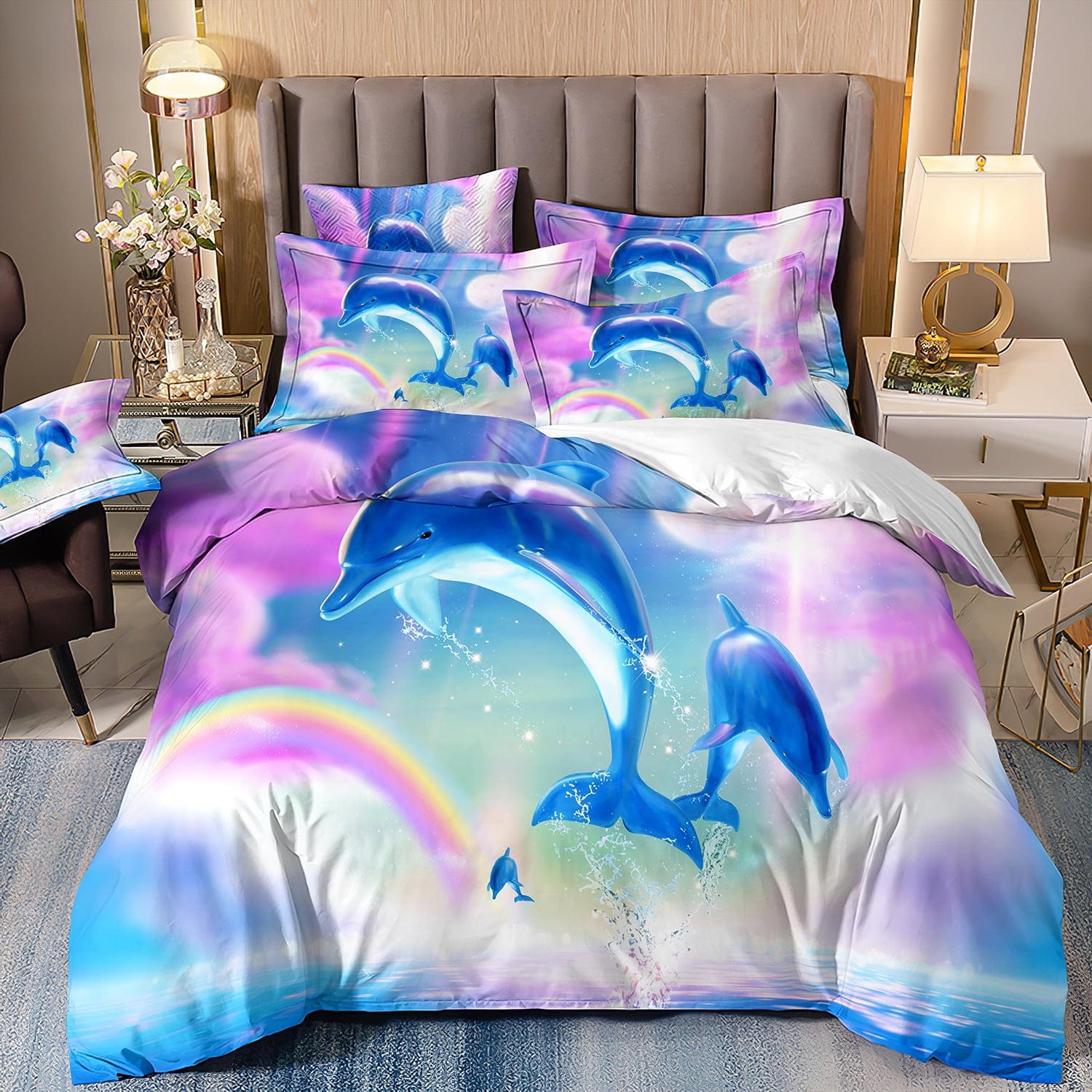 Kids Duvet Cover Twin Full Queen King Dolphin Bedding Set Ocean Animal ...