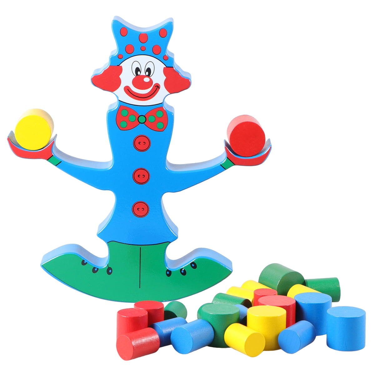 Kids Early Education Wooden Puzzle Toy Colorful Clown Balance Beam ...