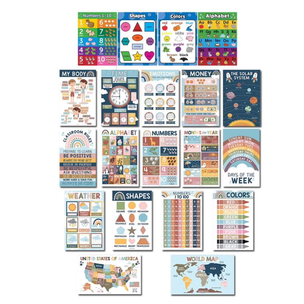 Kids Early Educational Posters for Toddlers Classroom Posters Playroom ...