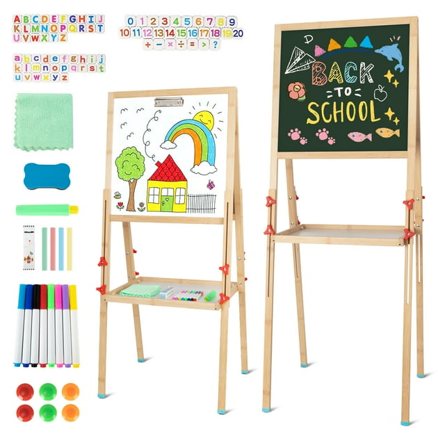 Art Easel for Kids Easel for Toddlers, Adjustable Painting Station Bamboo Toddler Easels, Kids ...