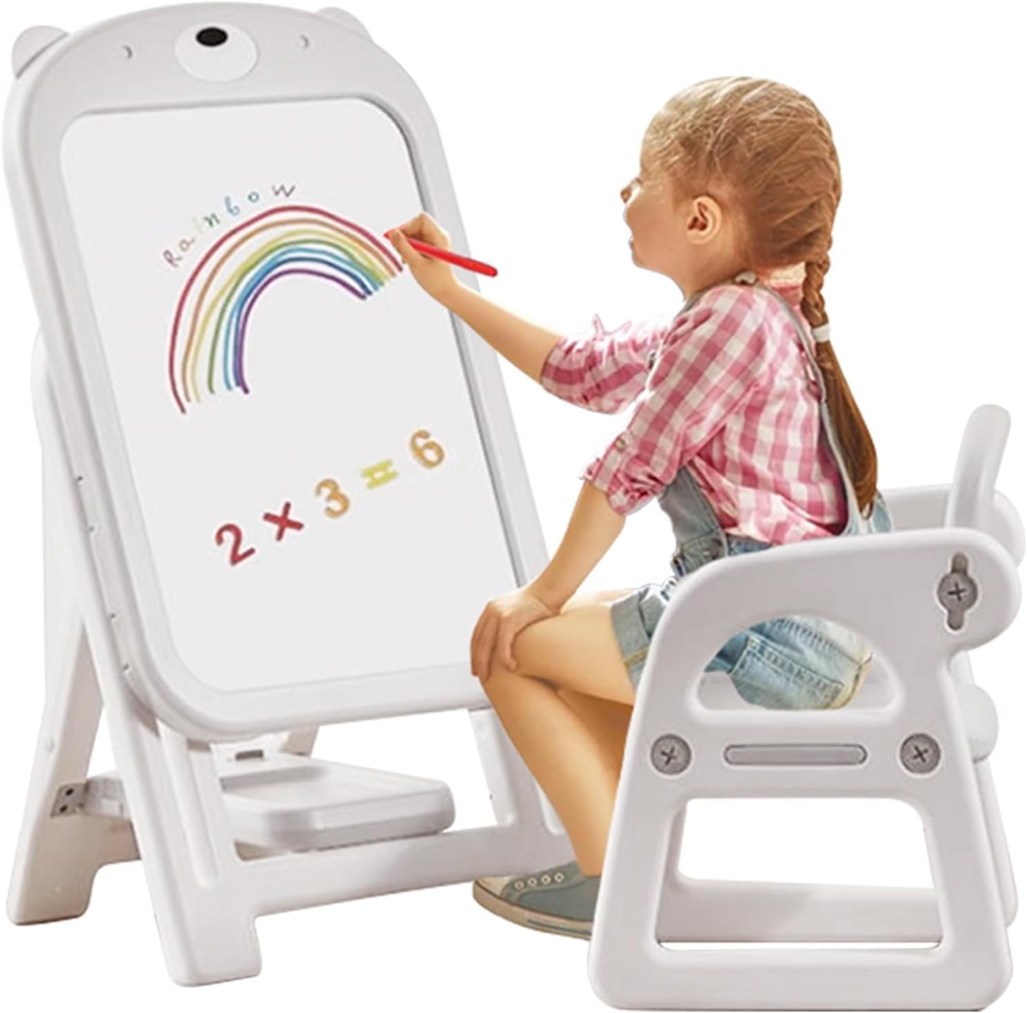Kids Easel with Magnetic Whiteboard Adjustable Height Art Easel with ...