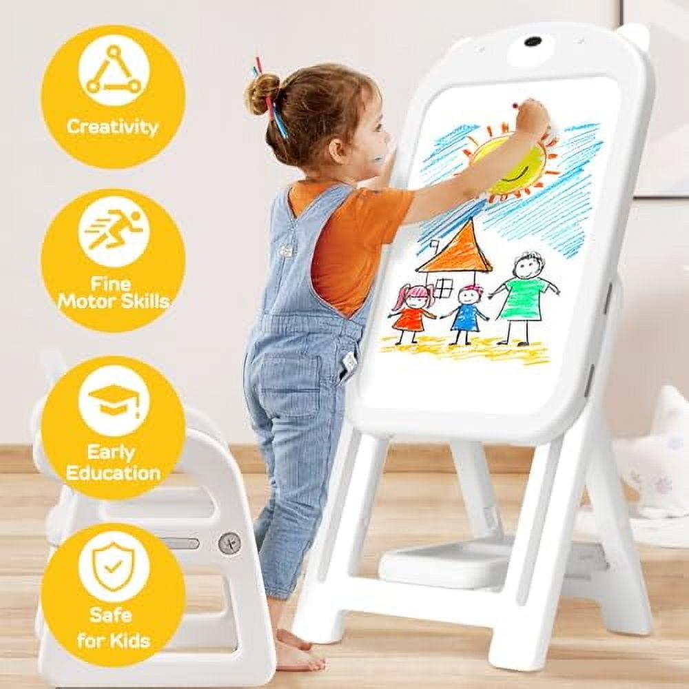 Kids Easel with Magnetic Whiteboard Adjustable Height Art Easel with ...