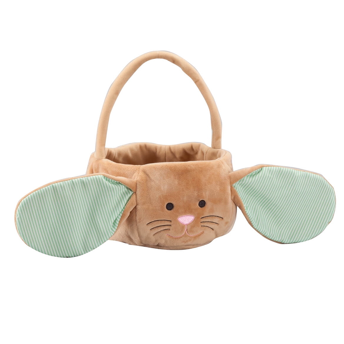 Kids Easter Basket, Plush Brown Bunny With Floppy Pin Stripe Ears ...