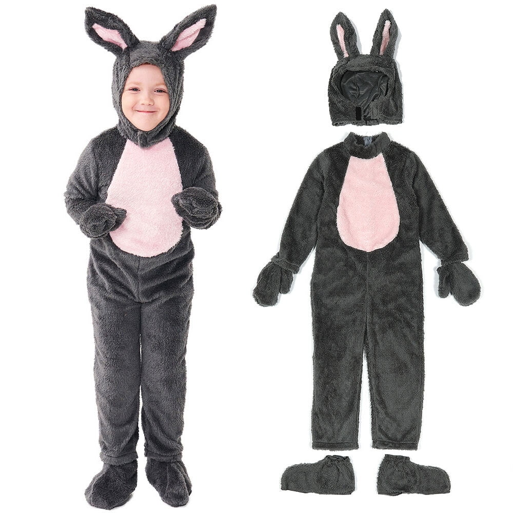 Kids Rabbit Costume Jumpsuit Headwear Gloves Animal Set Halloween ...