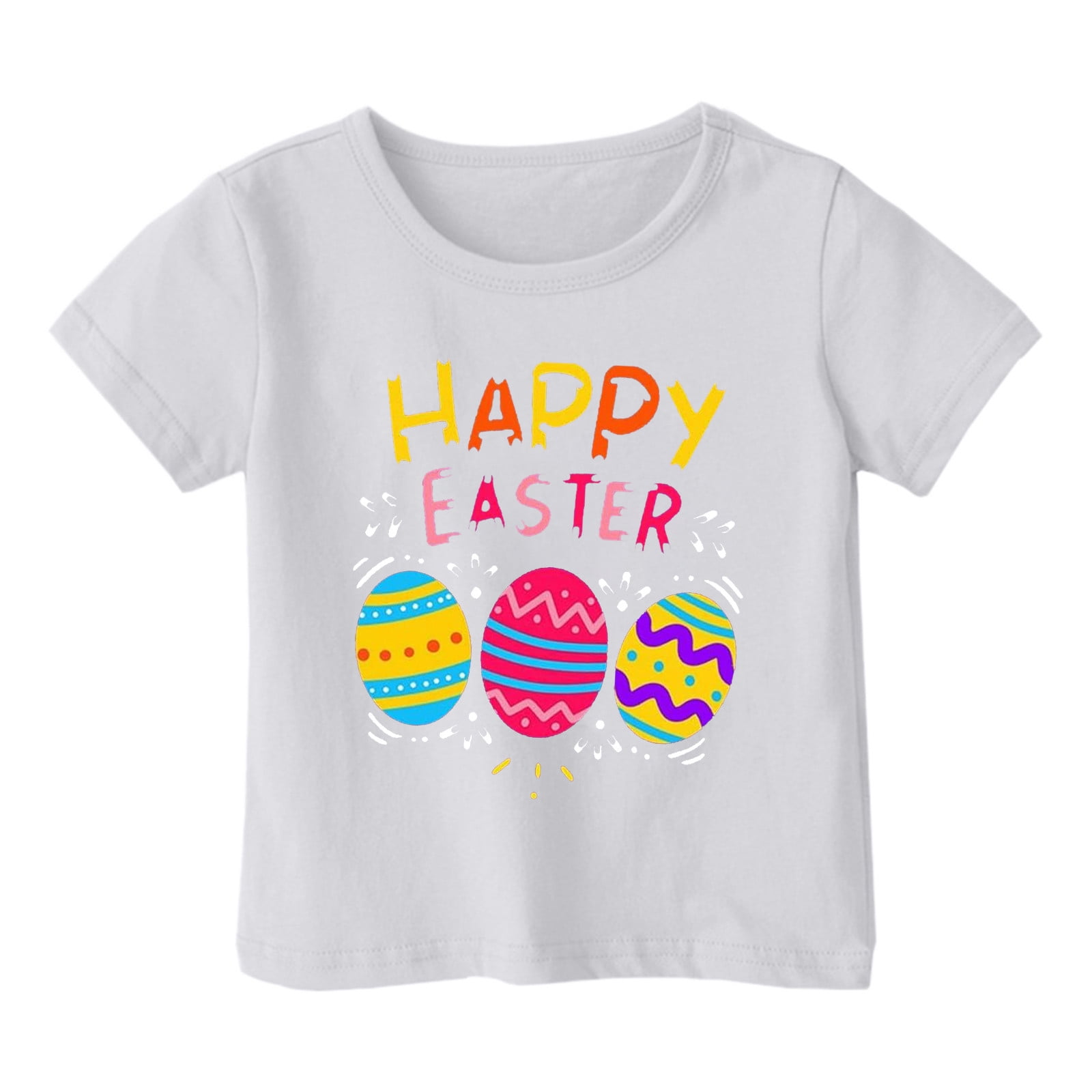 Kids Easter Shirts Girls Round Neck Bunny Short Sleeve Tee for Toddler ...