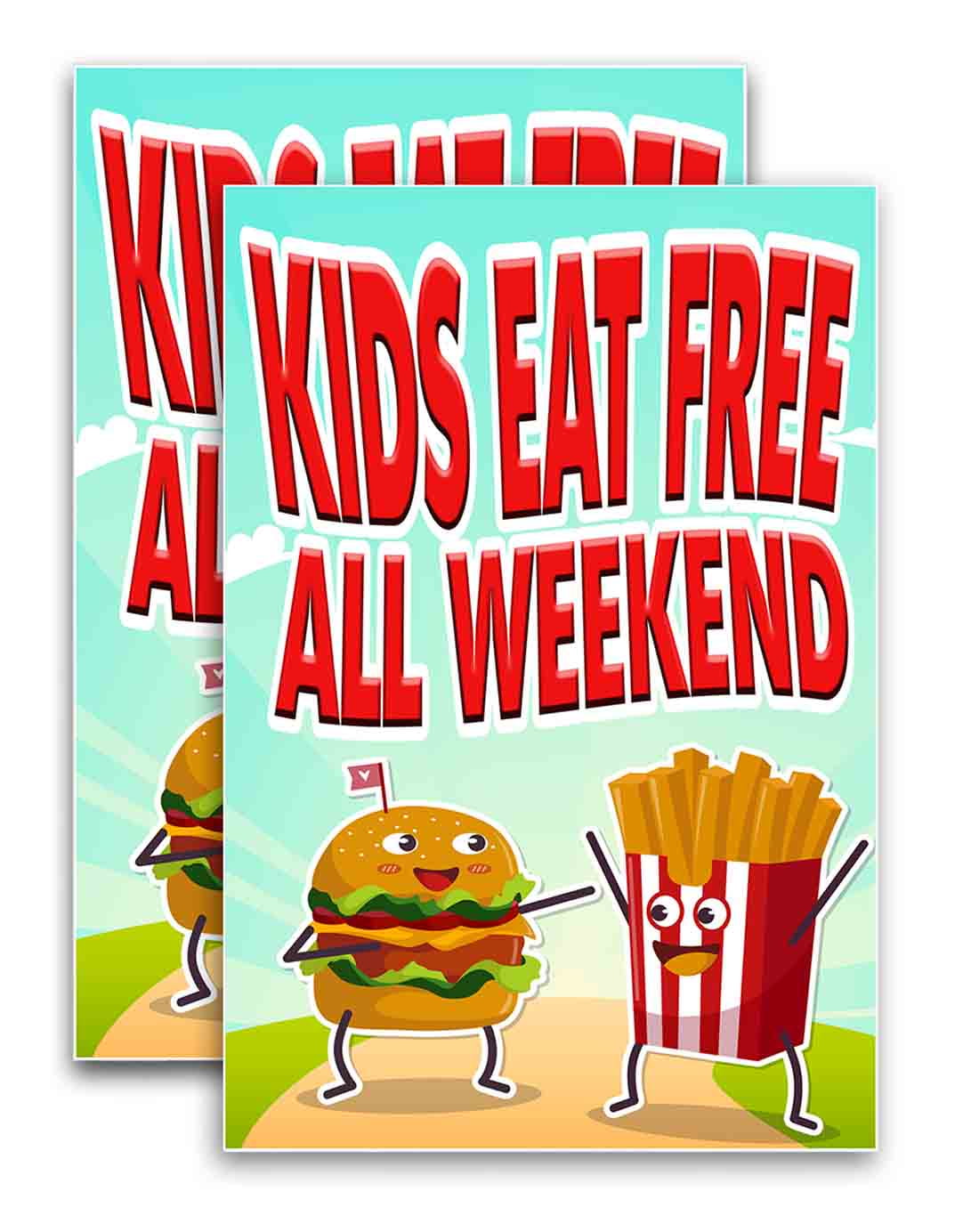 Kids Eat Free All Weekend (24" X 36") Vinyl Decal Only (Pack of 2 ...