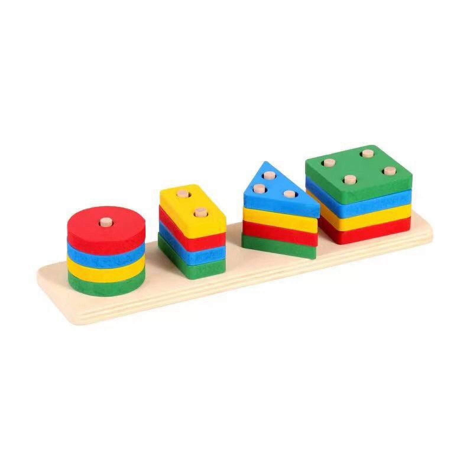 Kids Educational Early Learning Geometric Figure Pillar Block Wooden ...