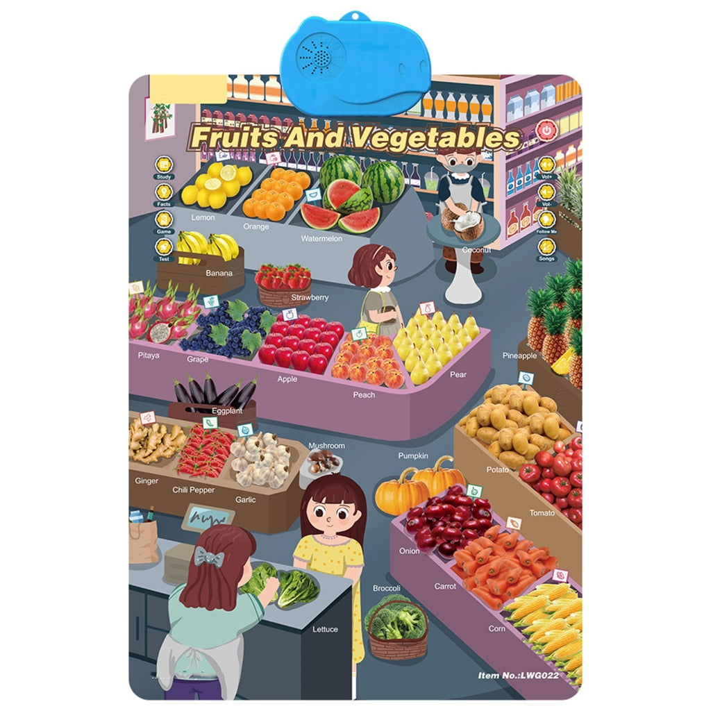 Kids Educational Interactive Wall Chart ABC Animal Cognitive Learning ...