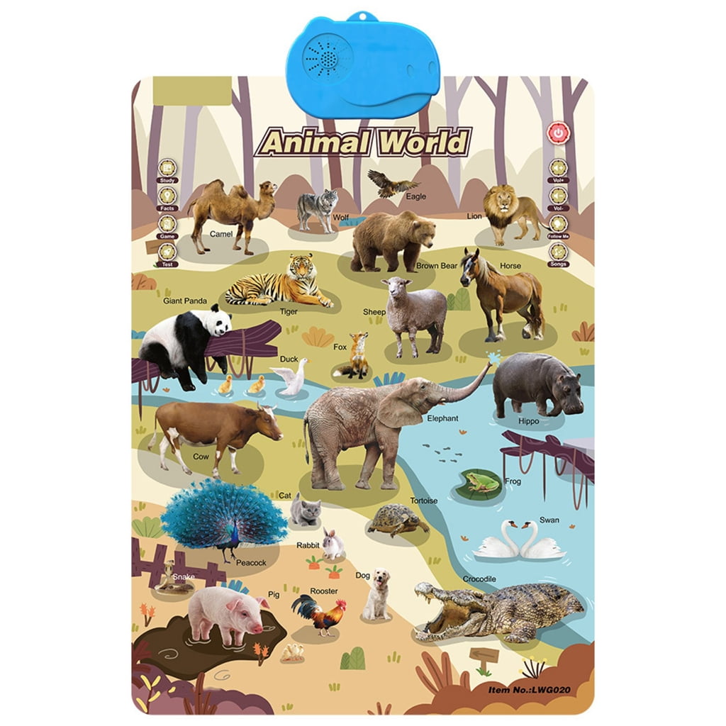 Kids Educational Interactive Wall Chart ABC Animal Cognitive Learning ...