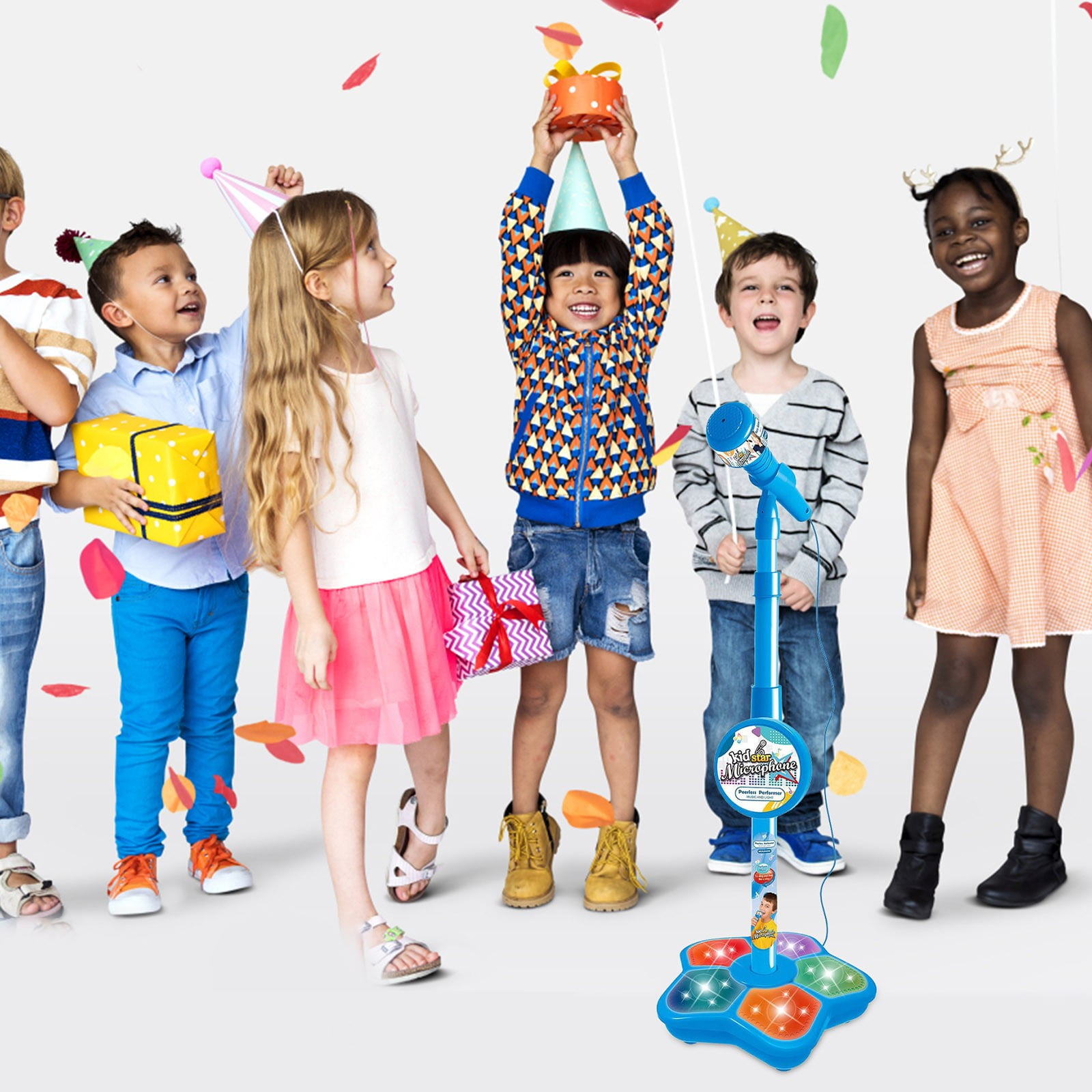 Kids Educational Microphone Toy with Dynamic Lighting Effects for Interactive Singing and ...