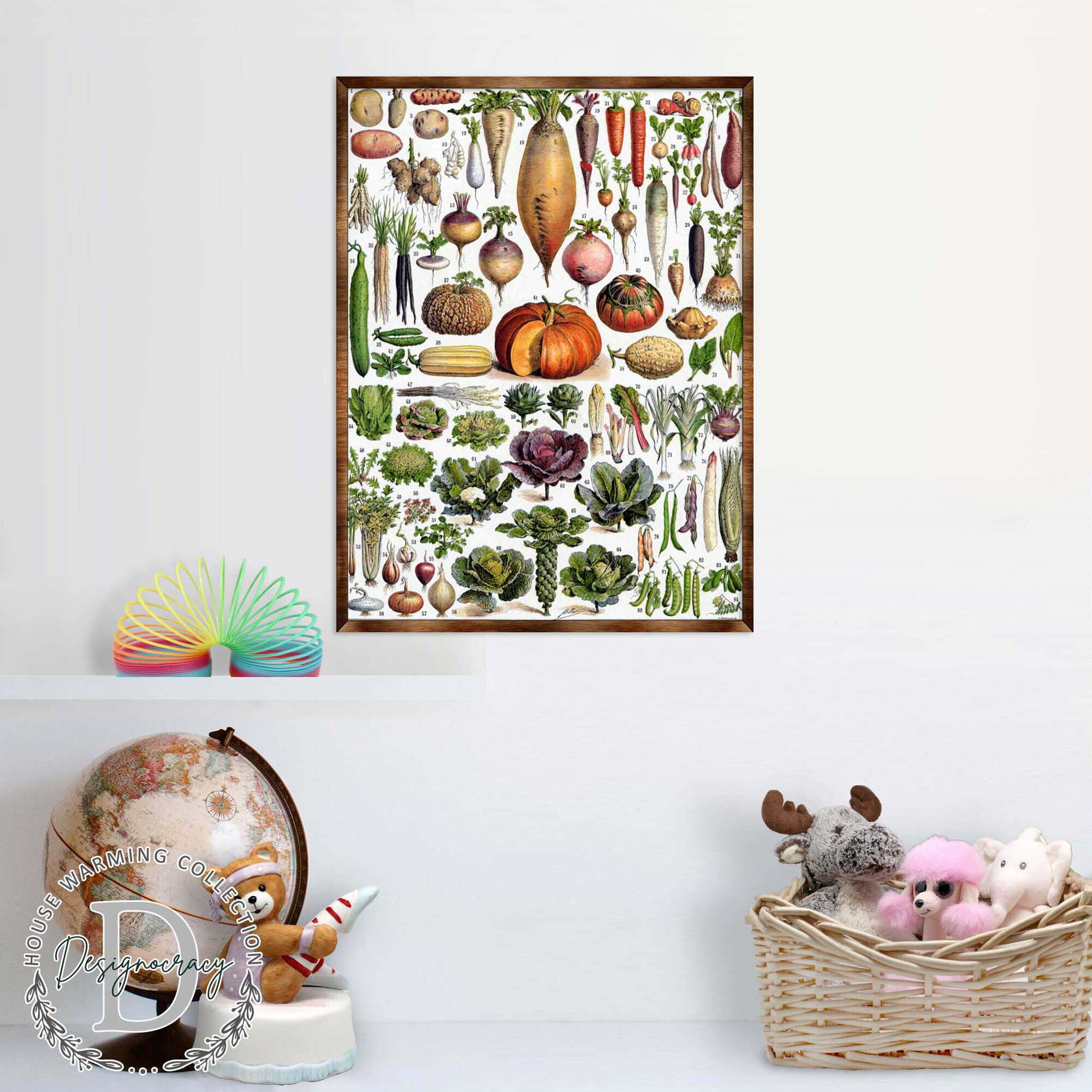 Kids Educational Poster with Root Vegetables | Montessori Wooden Poster ...