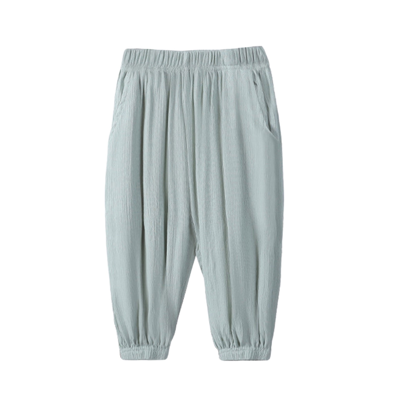 Kids Elastic Waist Slacks Green Toddler Shorts Summer Fall Long Pants 8 ...