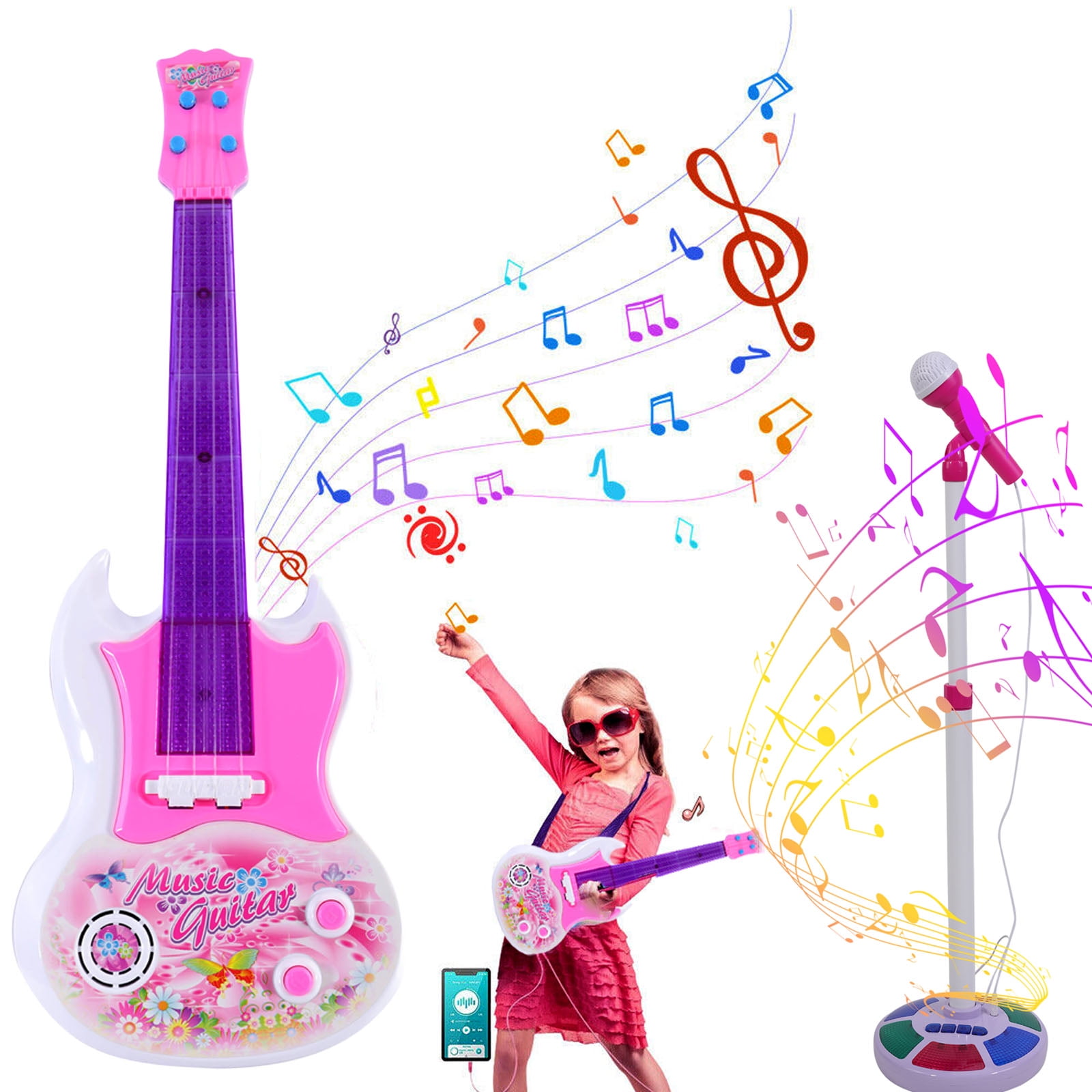 Kids Electric Guitar Toy Set Musical Instrument With Light & Music For ...