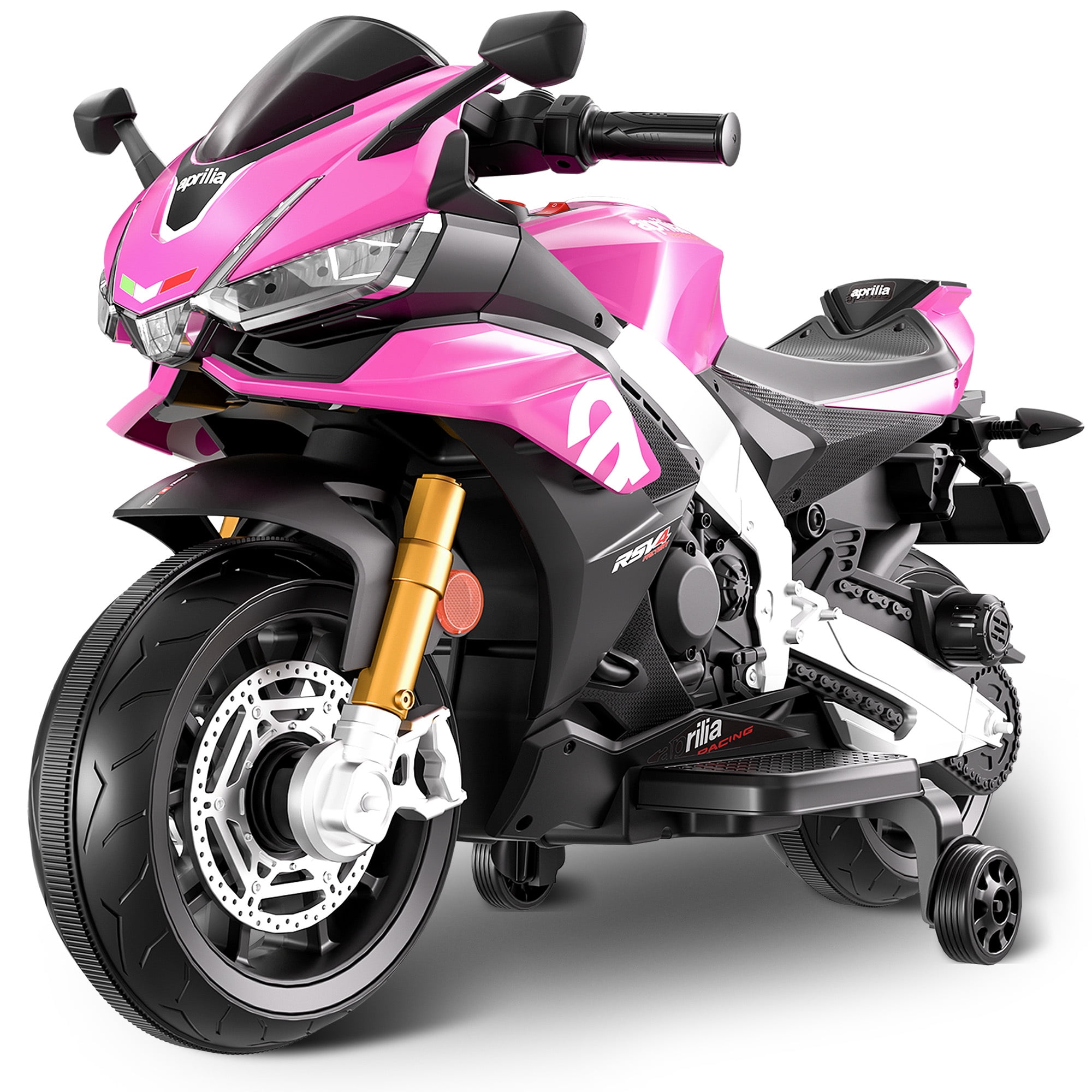 Kids Electric Motorcycle, Licensed Aprilia RSV4 12V Battery Powered Ride on Motorbike with ...