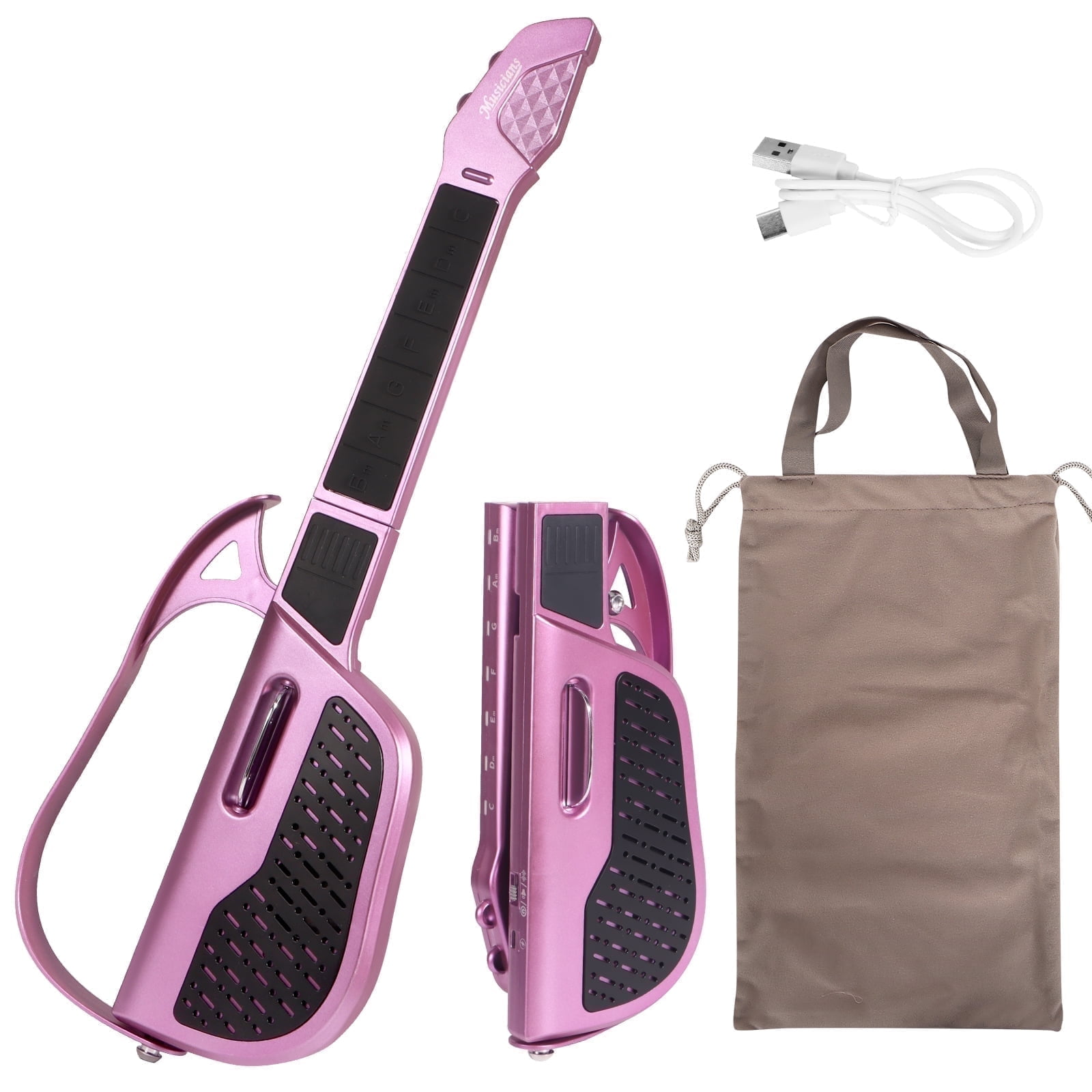 ToyM Foldable Electric Toy Guitar for Kids, Rechargeable Stringless Musical Guitar with 3 Tones ...