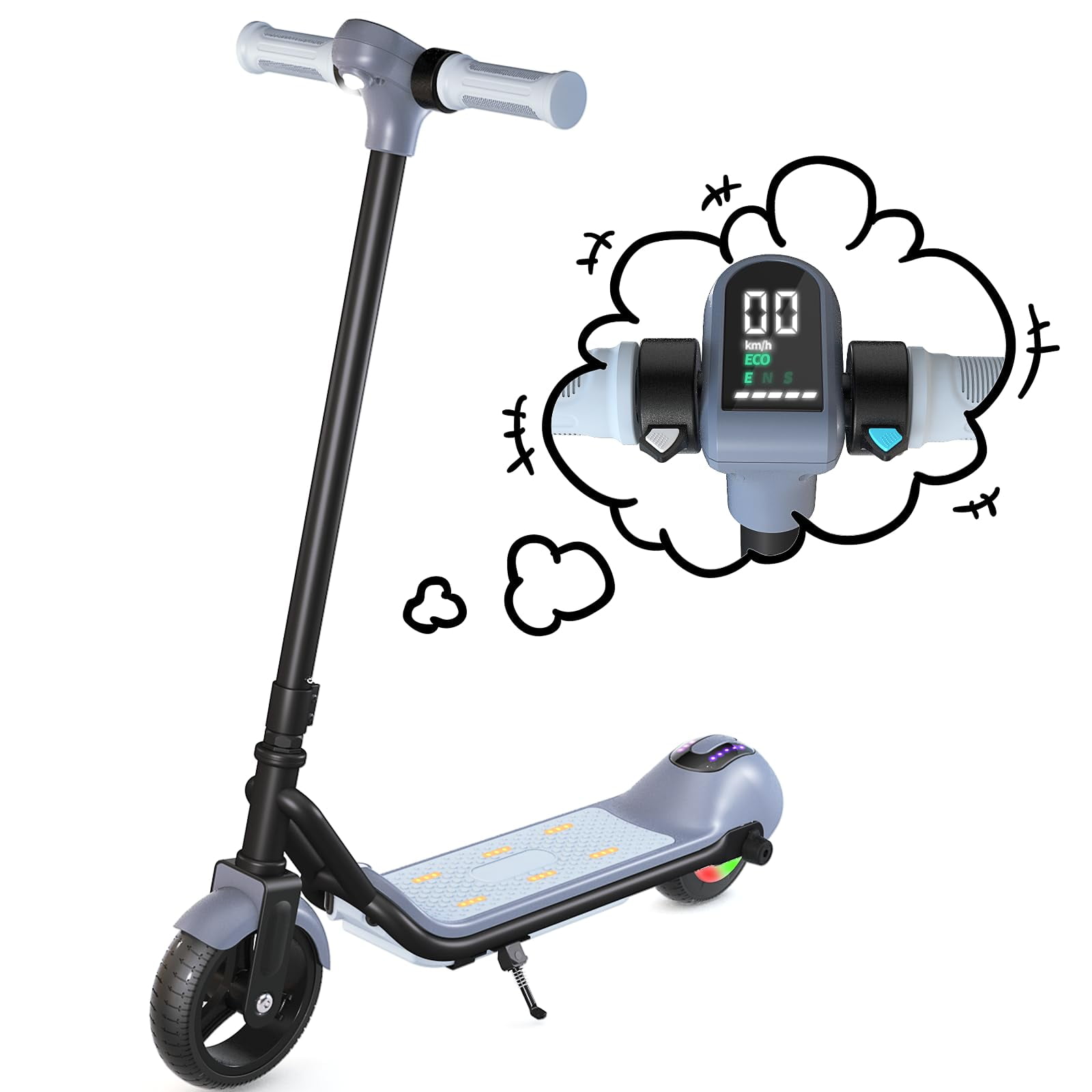 Kids Electric Scooter, E Scooter with LED Display and Bluetooth, 3 ...