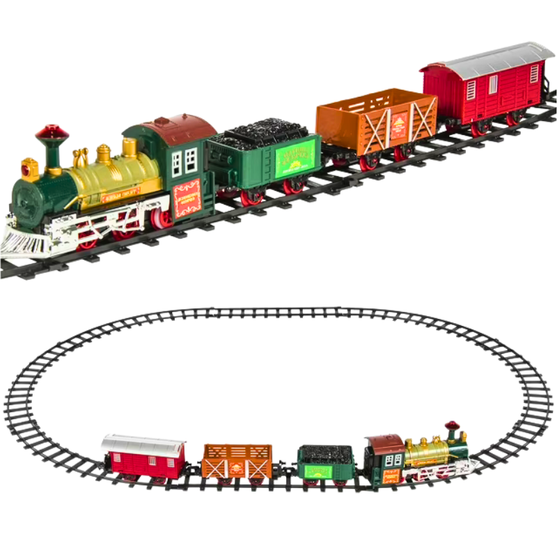 Kids Electric Train Set with Track Oval Loop, Realistic Sounds, Lights ...