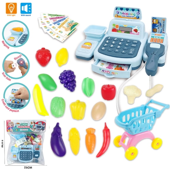 Kids Electronic Cash Register Toy with Scanner, Calculator, Light ...