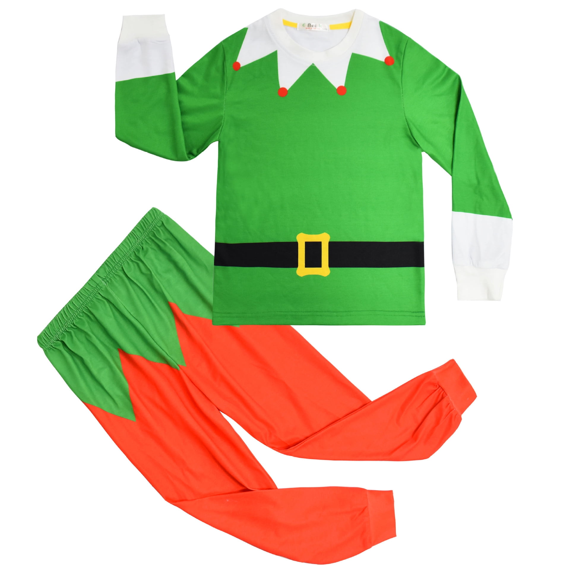Kids Elf Christmas Pajamas Pjs Boys Girls Xmas Sleepwear Set 2 PCs ...
