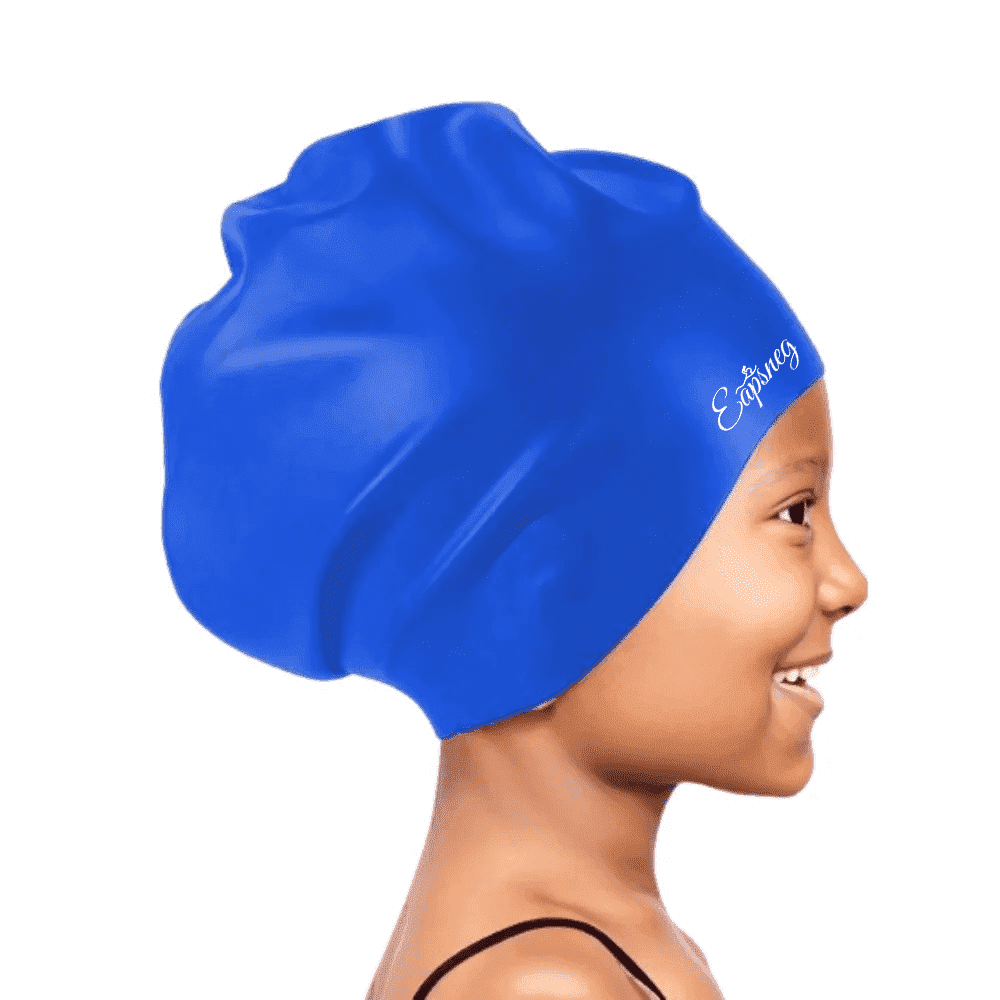 Kids Extra Large Swim Cap for Long Hair, Waterproof Silicone Swimming ...