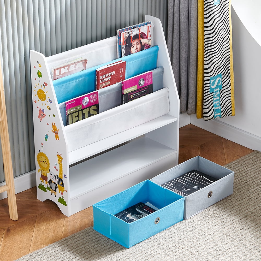 Ansley&HosHo Kids Sling Bookshelf, Magazine Rack Book Rack for Kids ...