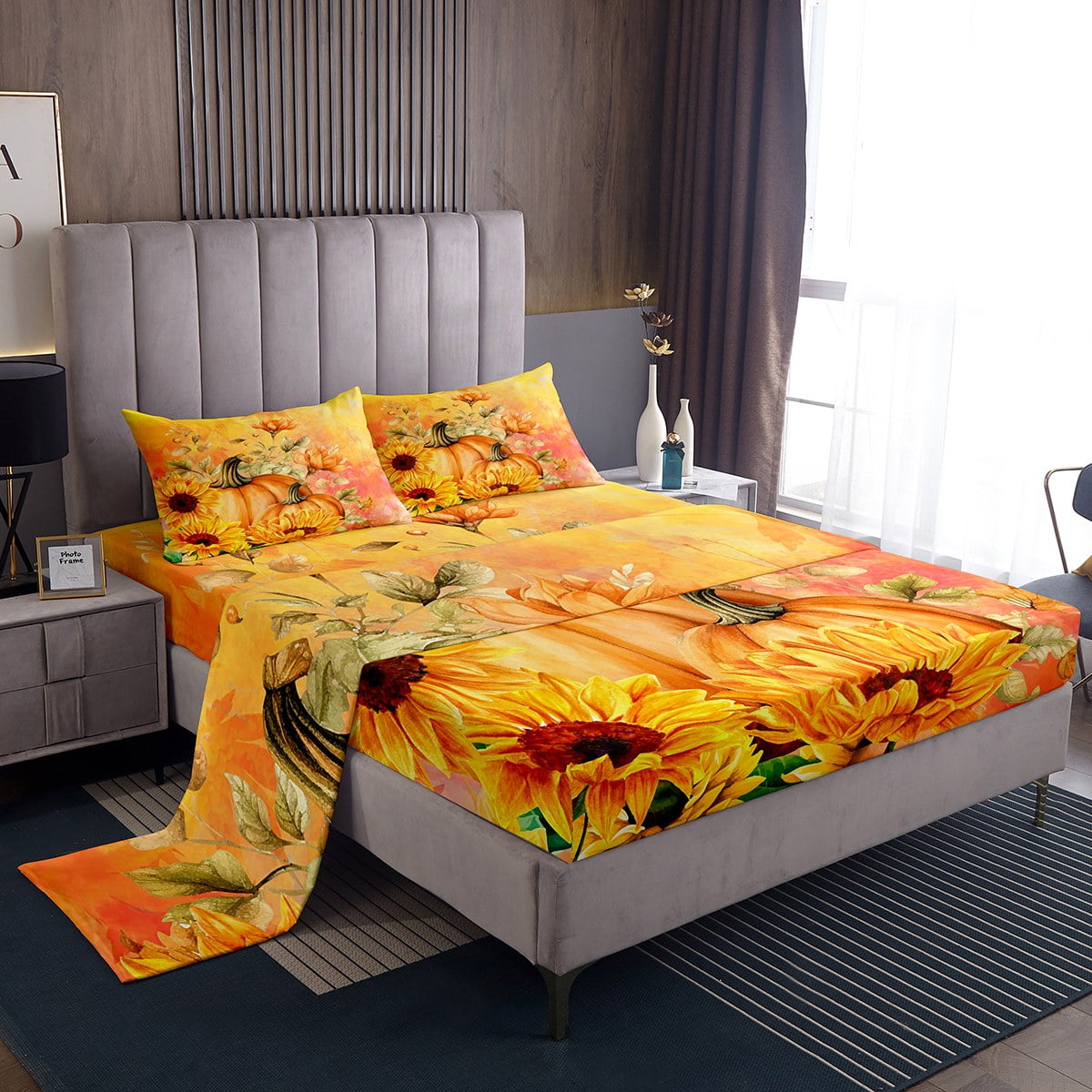 Kids Fall Decor Sheet Set Sunflower Gifts Sheets, Happy Thanksgiving ...