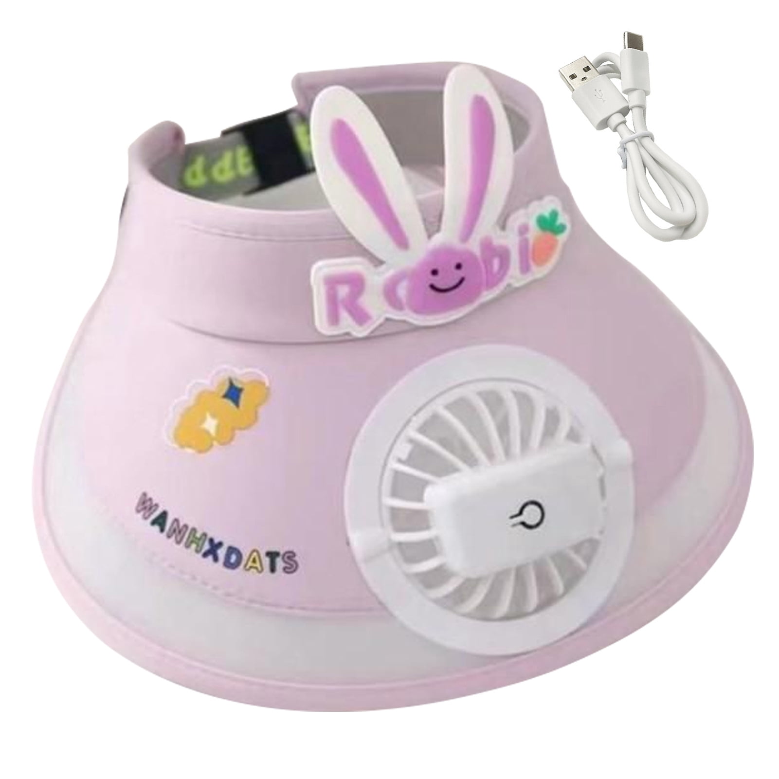 Kids Fan Sun Visor Hat Cartoon Bunny Breathable Summer UV Protection ...