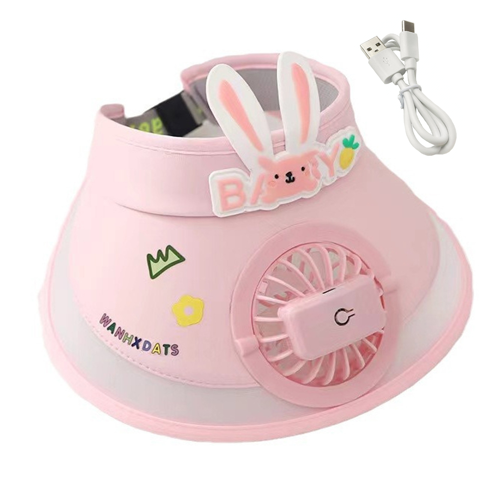 Kids Fan Sun Visor Hat Cartoon Bunny Breathable Summer UV Protection ...