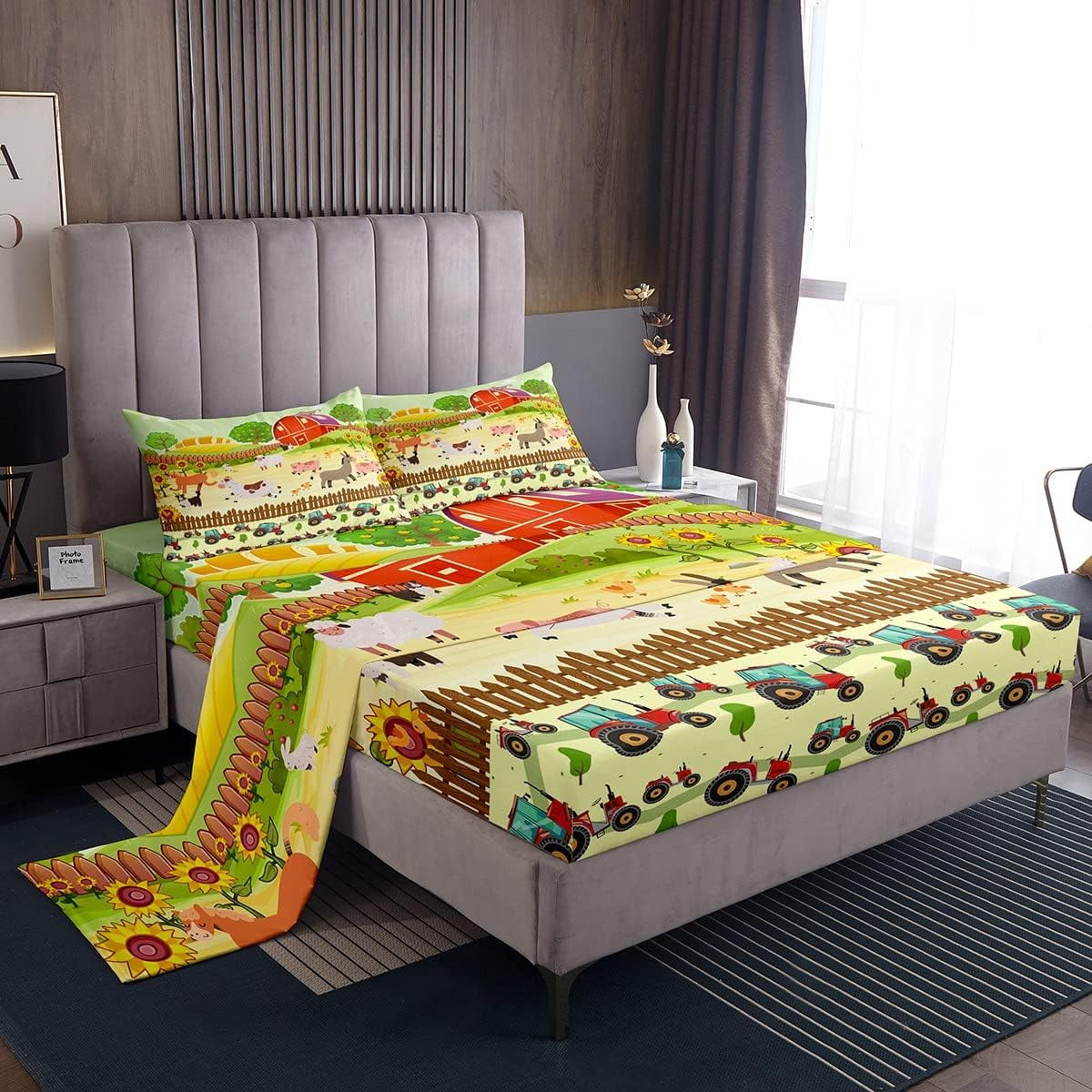 Kids Farm Animals Sheet Set Twin, Farm Truck Tractor Sheets, Pig Horse ...