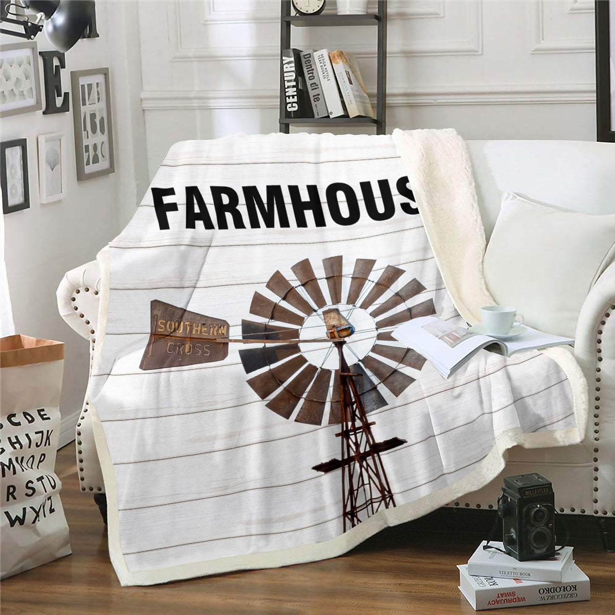 Kids Farmhouse Fuzzy Blanket Windmill Vintage Decor Fleece Blanket for ...